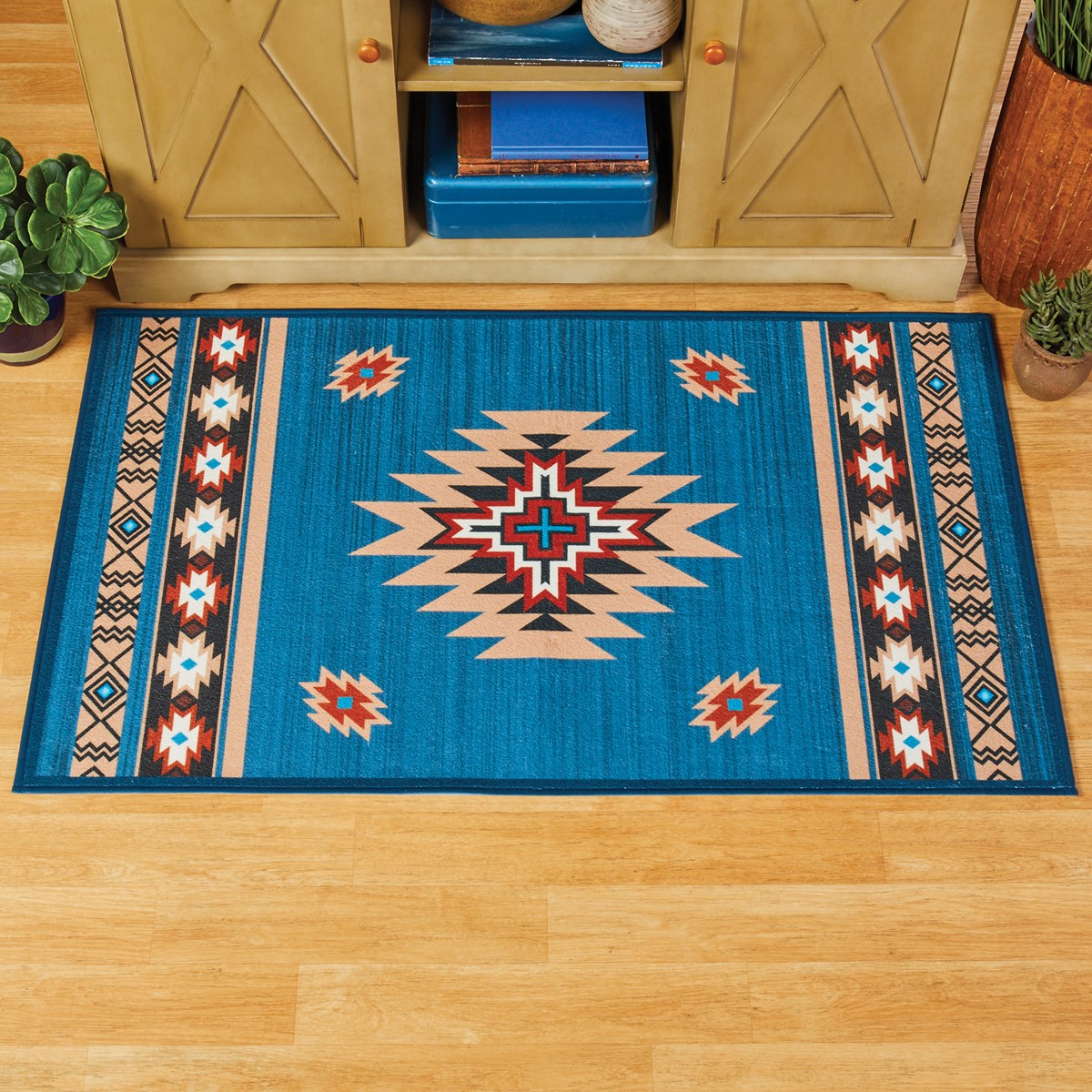 Skid-Resistant Aztec Pattern Mesa Southwest Accent Rug | Collections Etc.