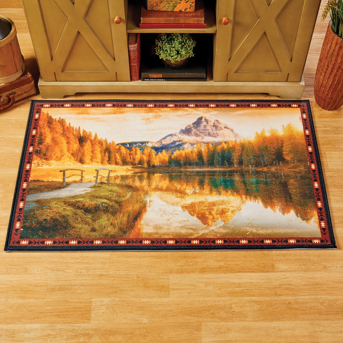 Skid-Resistant Mountain Lake Design Accent Rug | Collections Etc.