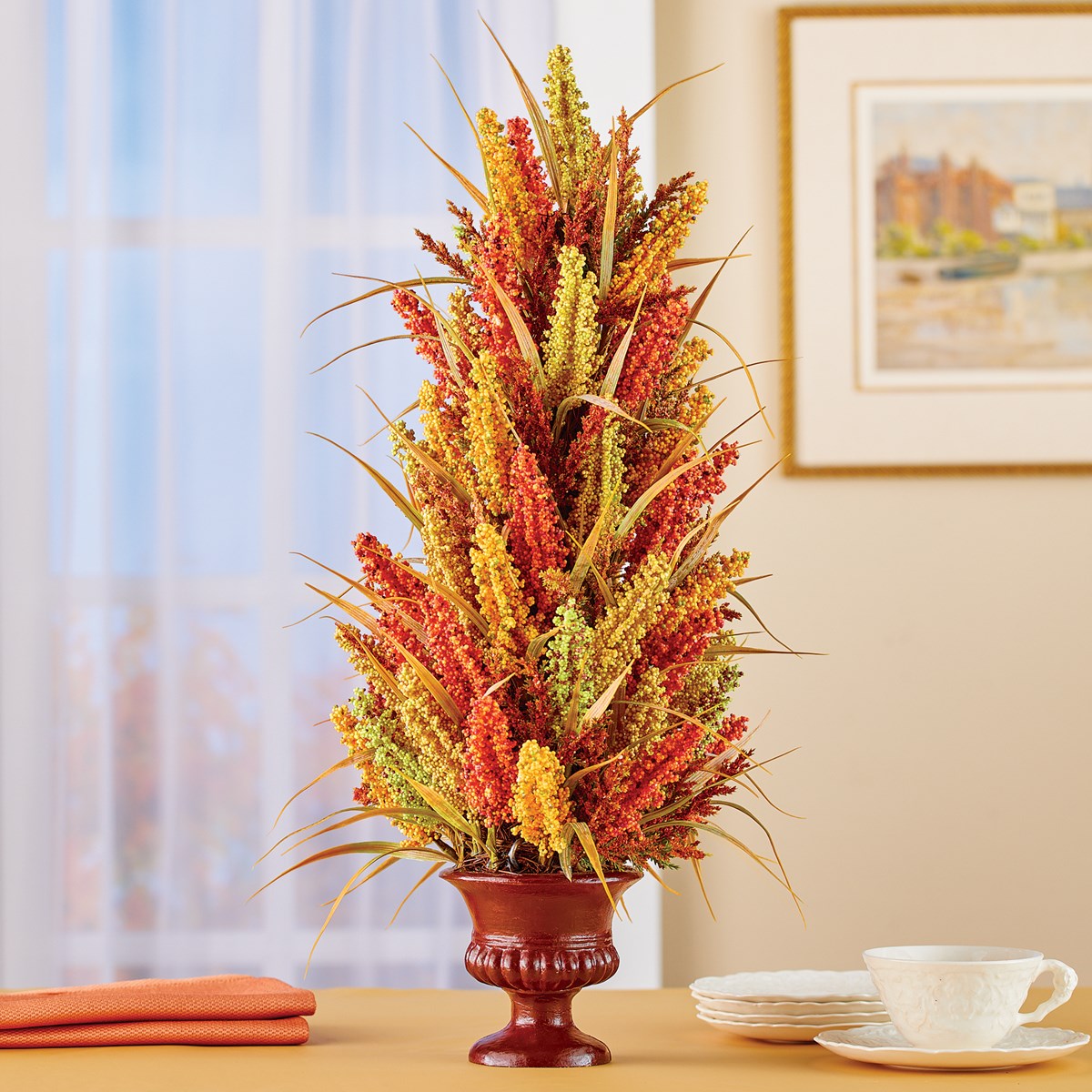 Artificial Fall Berry in Elegant Topiary Vase | Collections Etc.