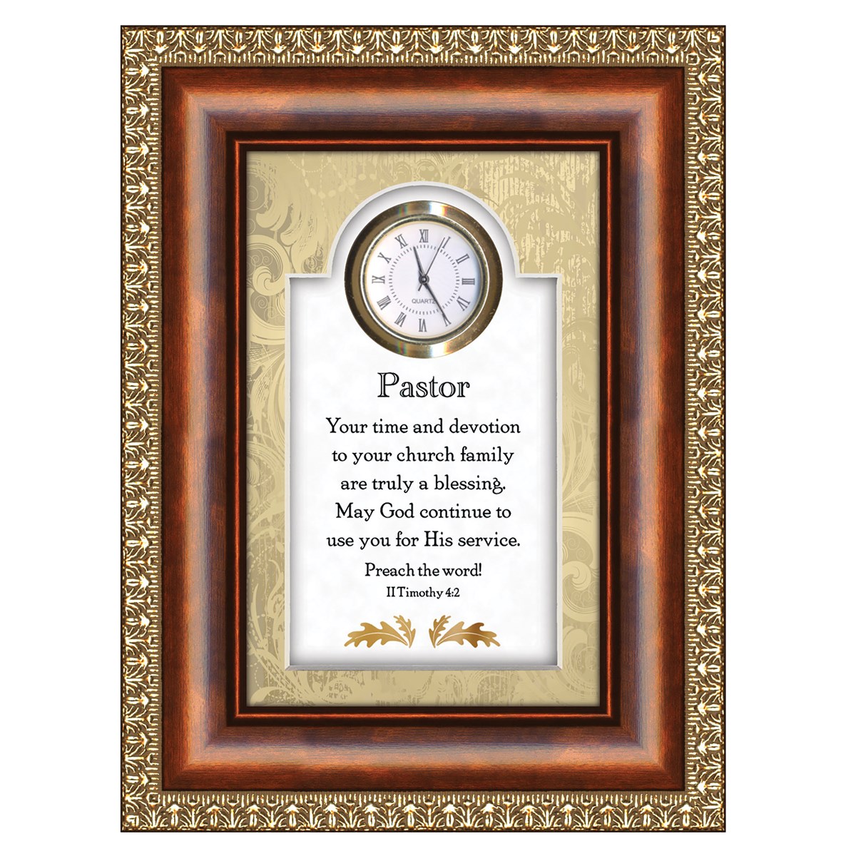 Inspirational Pastor Clock Wall Frame Gift | Collections Etc.