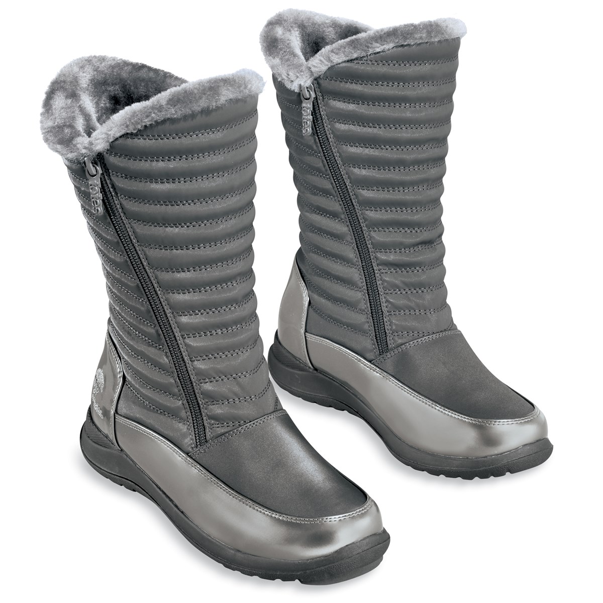 Totes Waterproof Quilted Double Zipper Lined Boots | Collections Etc.