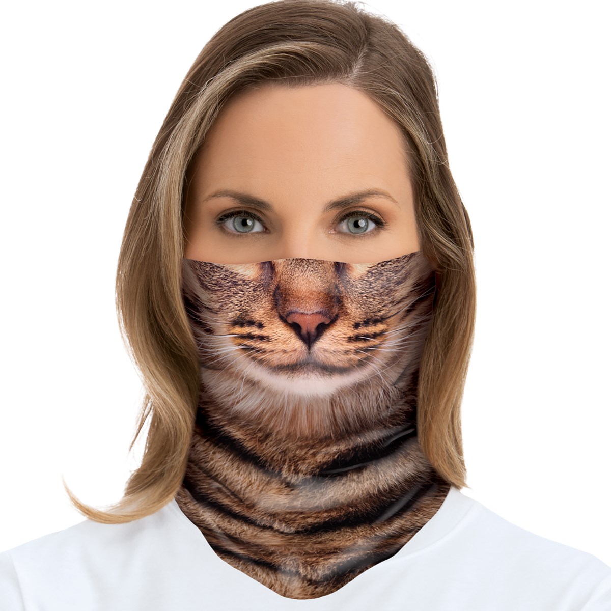 Funny Reusable Stretchy Gaiter Style Cat Face Mask | Collections Etc.