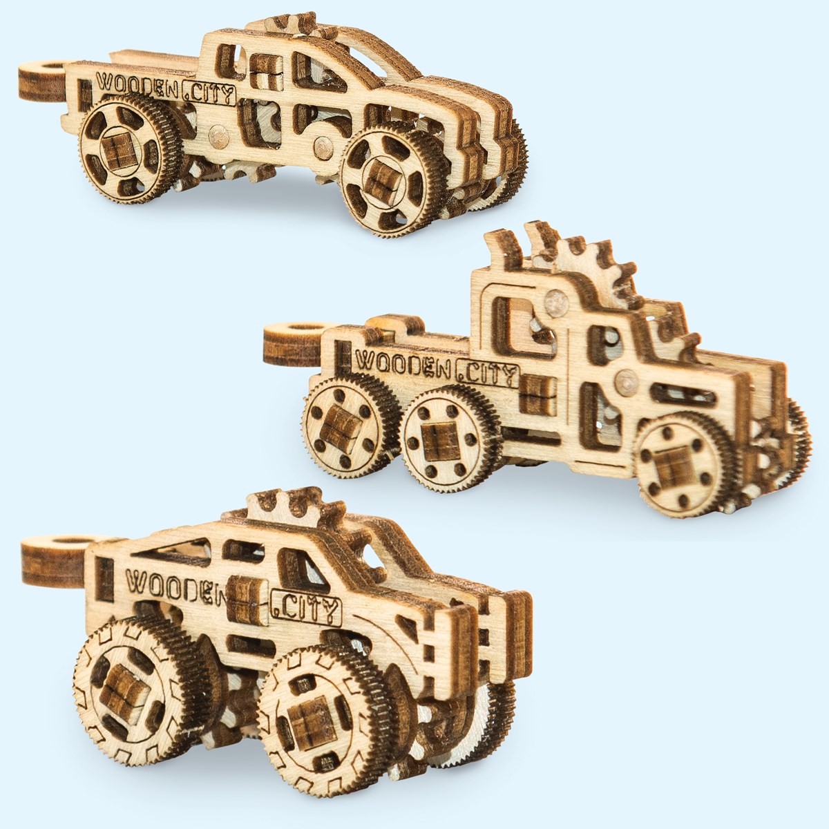 Laser-Cut Wooden Piece Scale Model Trucks Kit | Collections Etc.