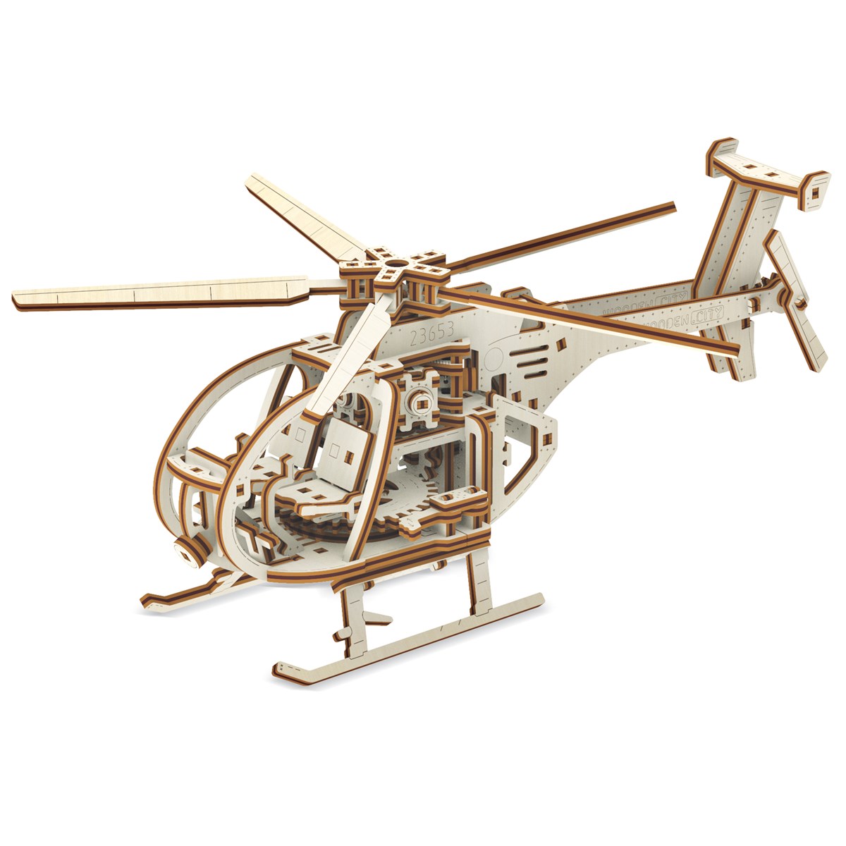 Laser-Cut Wooden Piece Scale Model Helicopter Kit | Collections Etc.