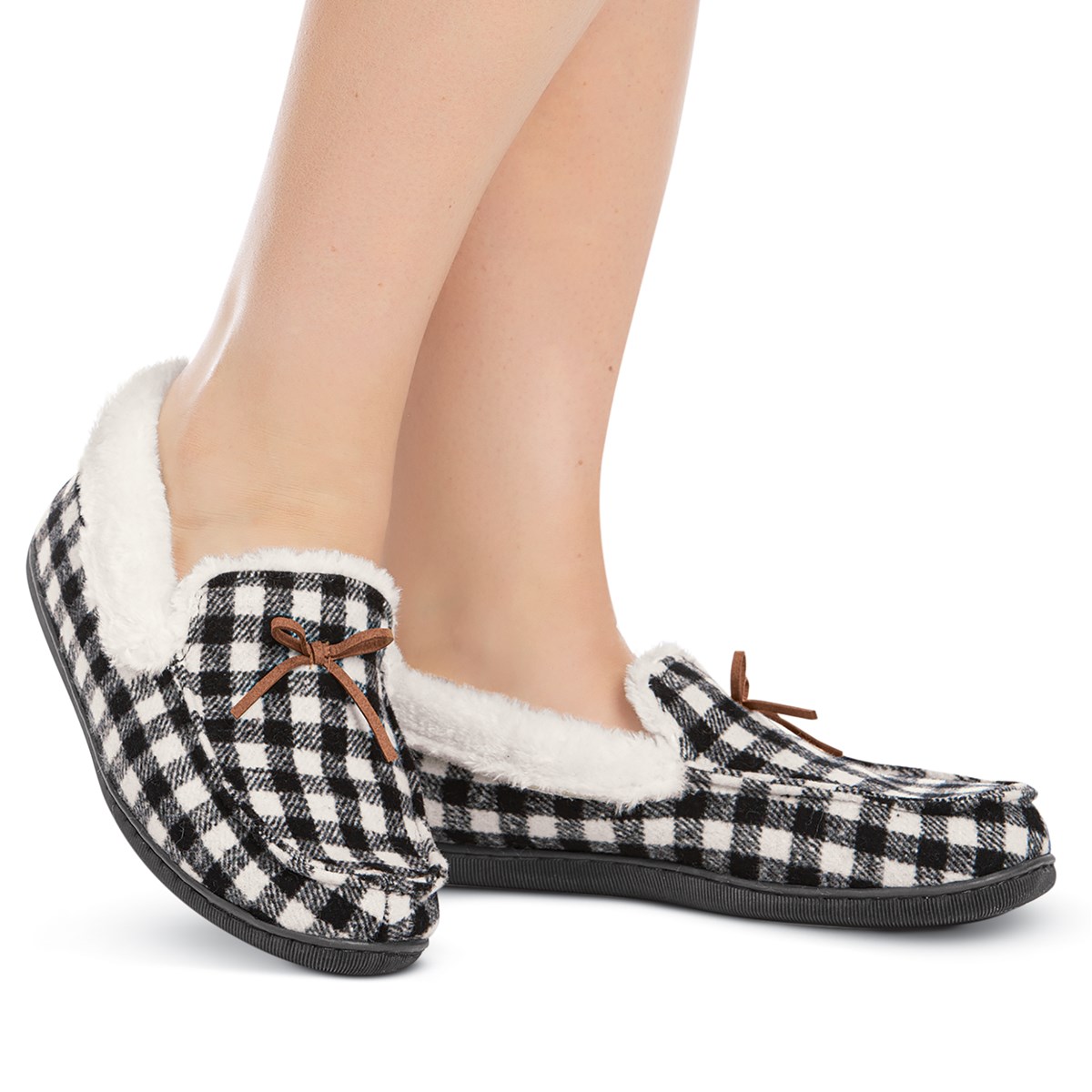 Women's Super Soft Plush Lining Flannel Plaid Slippers | Collections Etc.