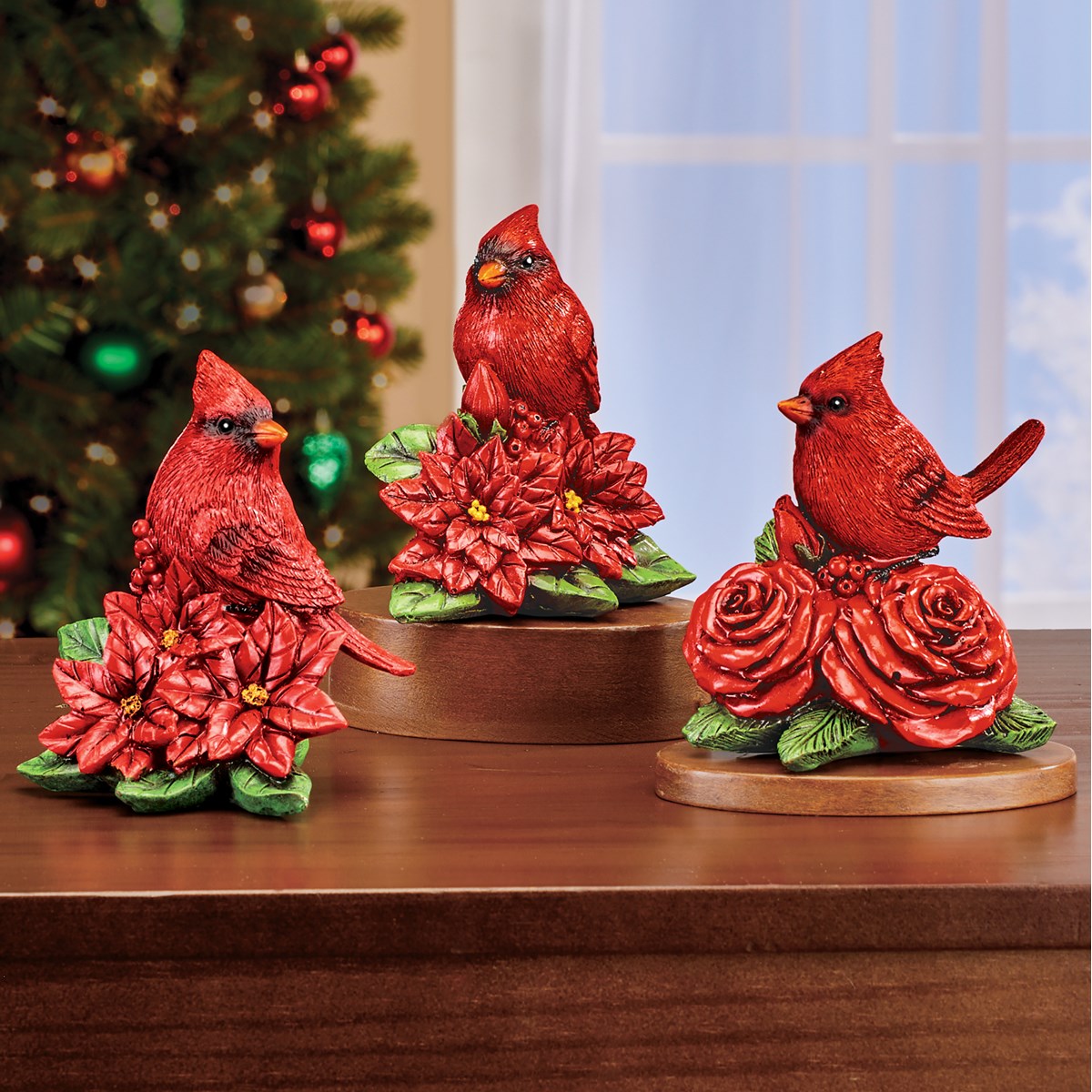 Hand-Painted Decorative Holiday Cardinals - Set of 3 | Collections Etc.