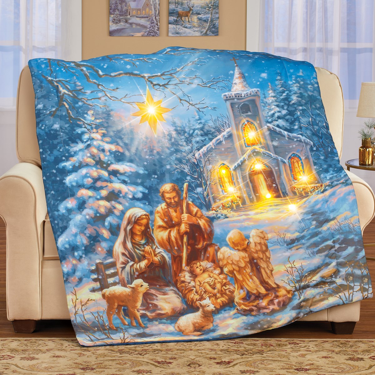 5-Foot Nativity LED Lighted Throw Blanket by Dona Gelsinger ...