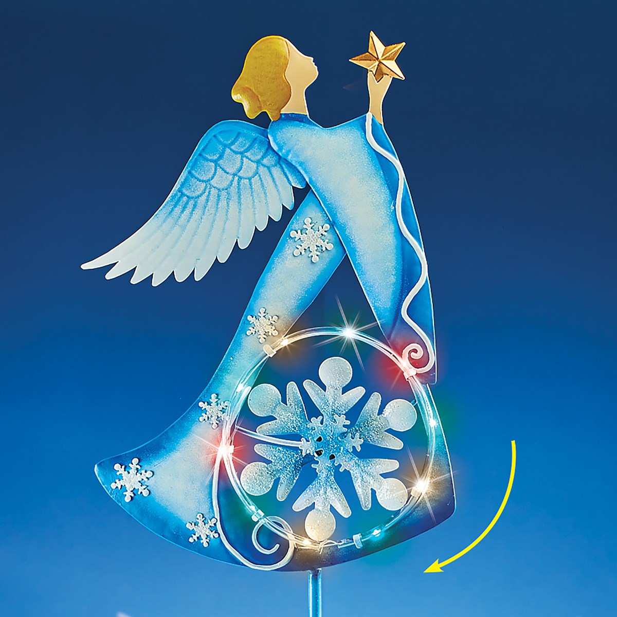 Solar Angel Snowflake Wind Spinner Garden Stake | Collections Etc.