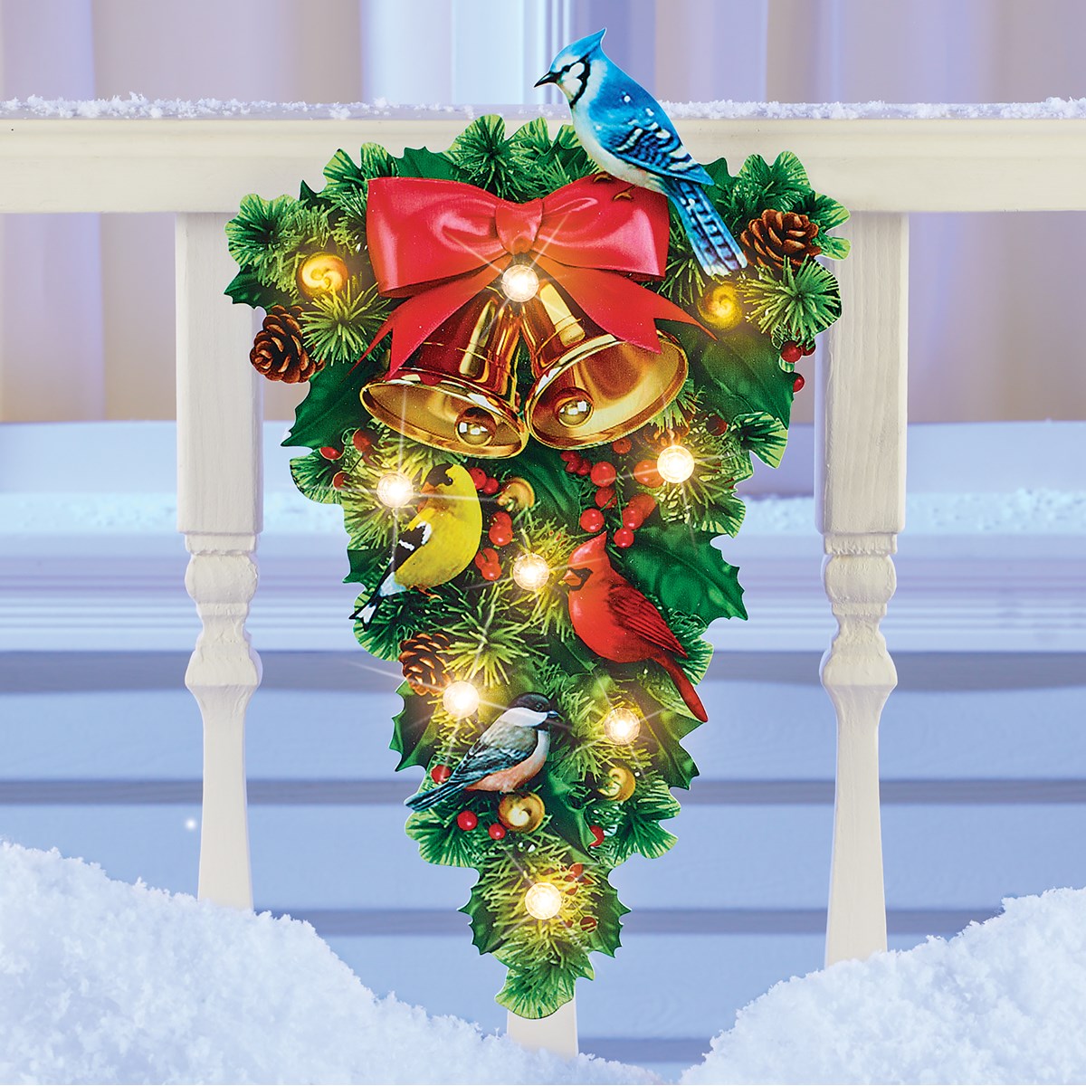 Solar Powered Holiday Fence and Wall Swag Decoration | Collections Etc.