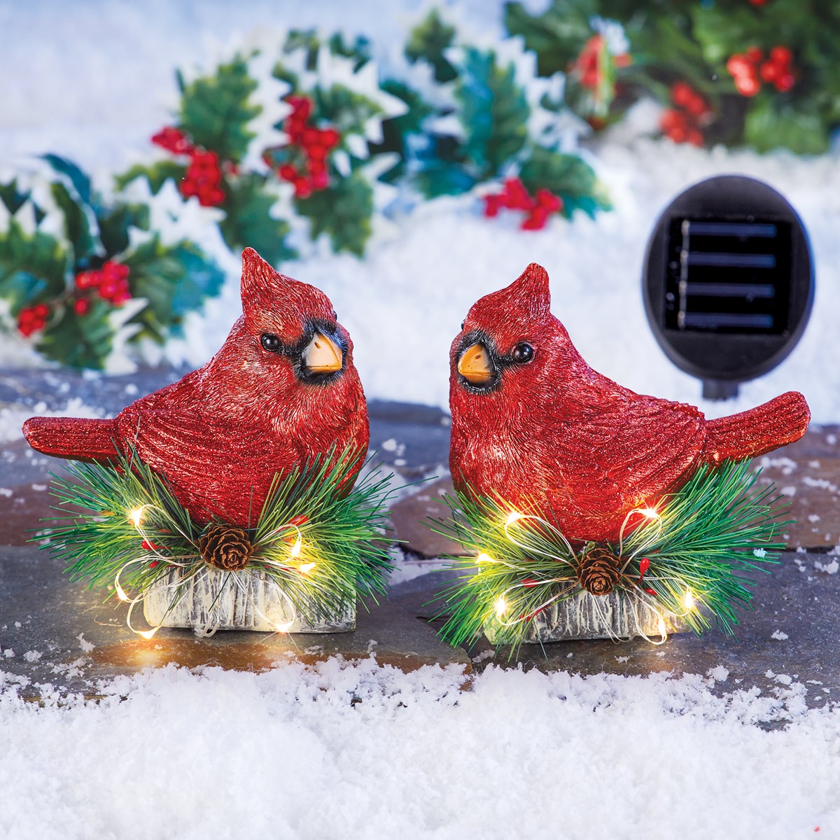 Solar Lighted Cardinal Birds Garden Figurines | Collections Etc.