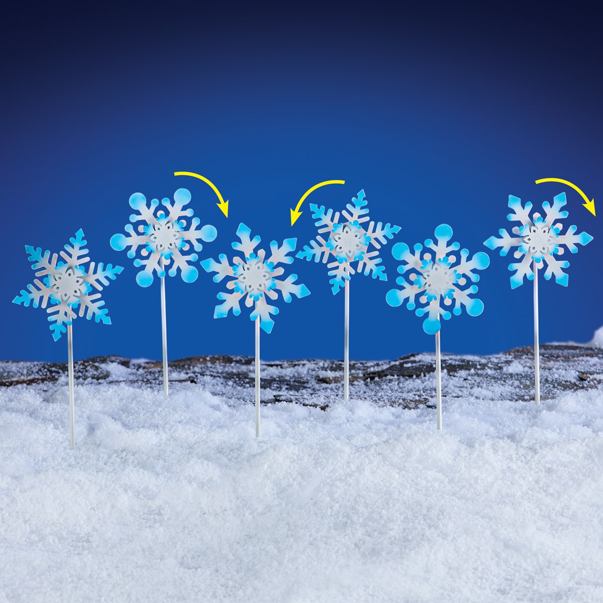 Hand-Painted Snowflake Wind Wheel Spinner Stakes - Set of 6 ...