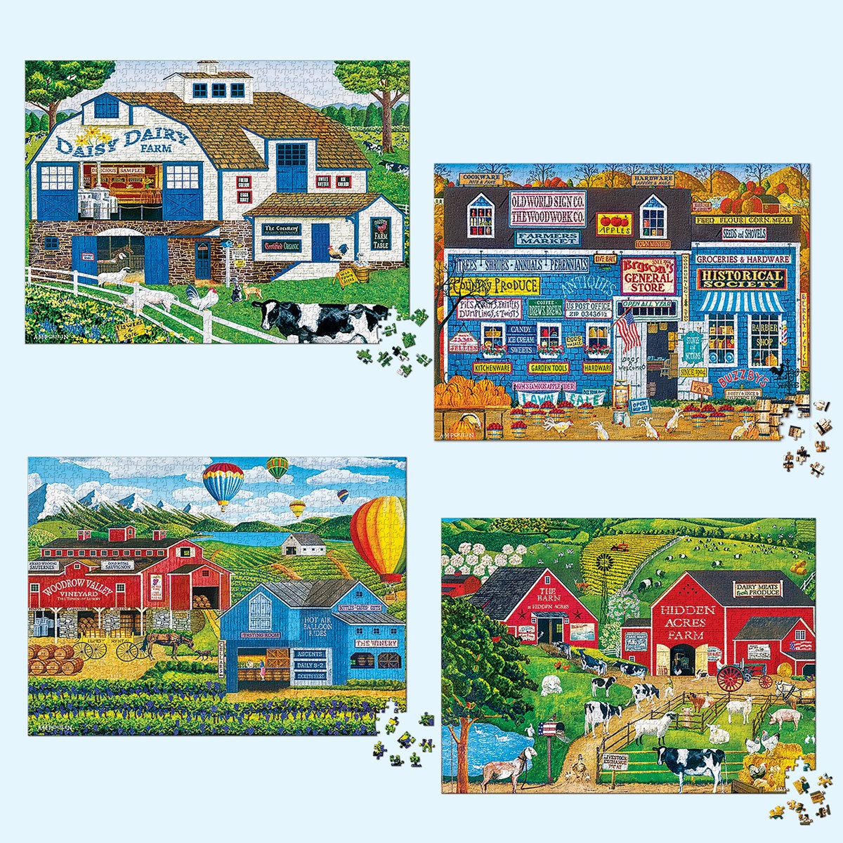 4-Pack Farm Scenes Jigsaw Puzzle Collection | Collections Etc.