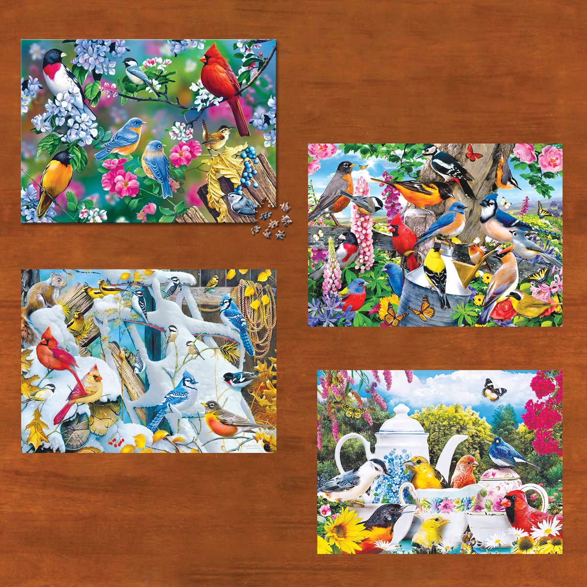 4-Pack 500-Piece Bird Jigsaw Puzzle Set | Collections Etc.