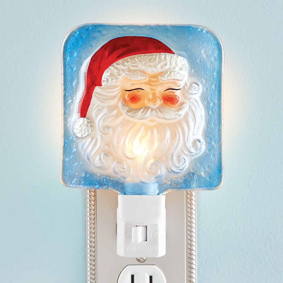Hand-Painted Santa Claus Frosted Glass Night Light | Collections Etc.