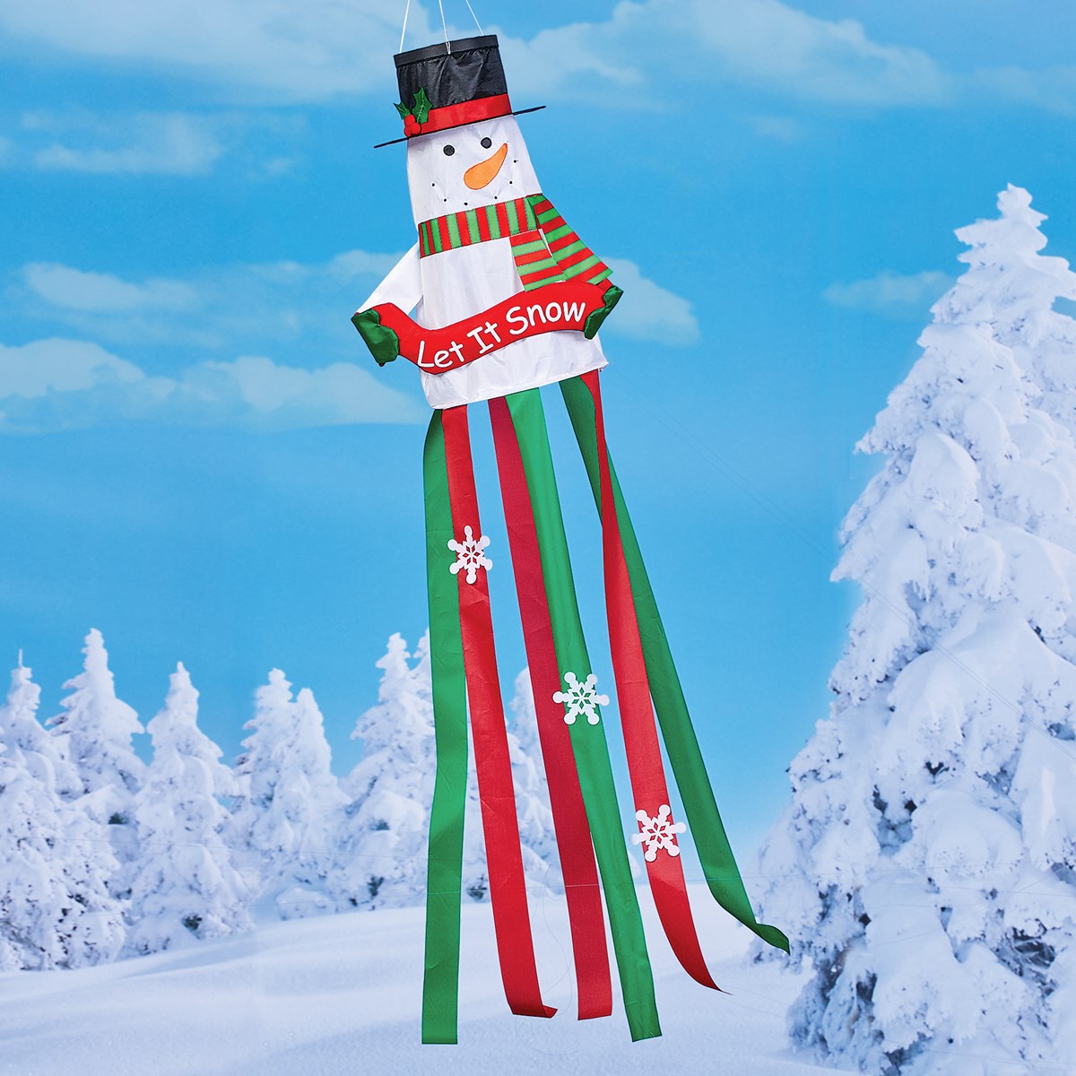 Let it Snow Hanging Outdoor Snowman Winter Windsock | Collections Etc.