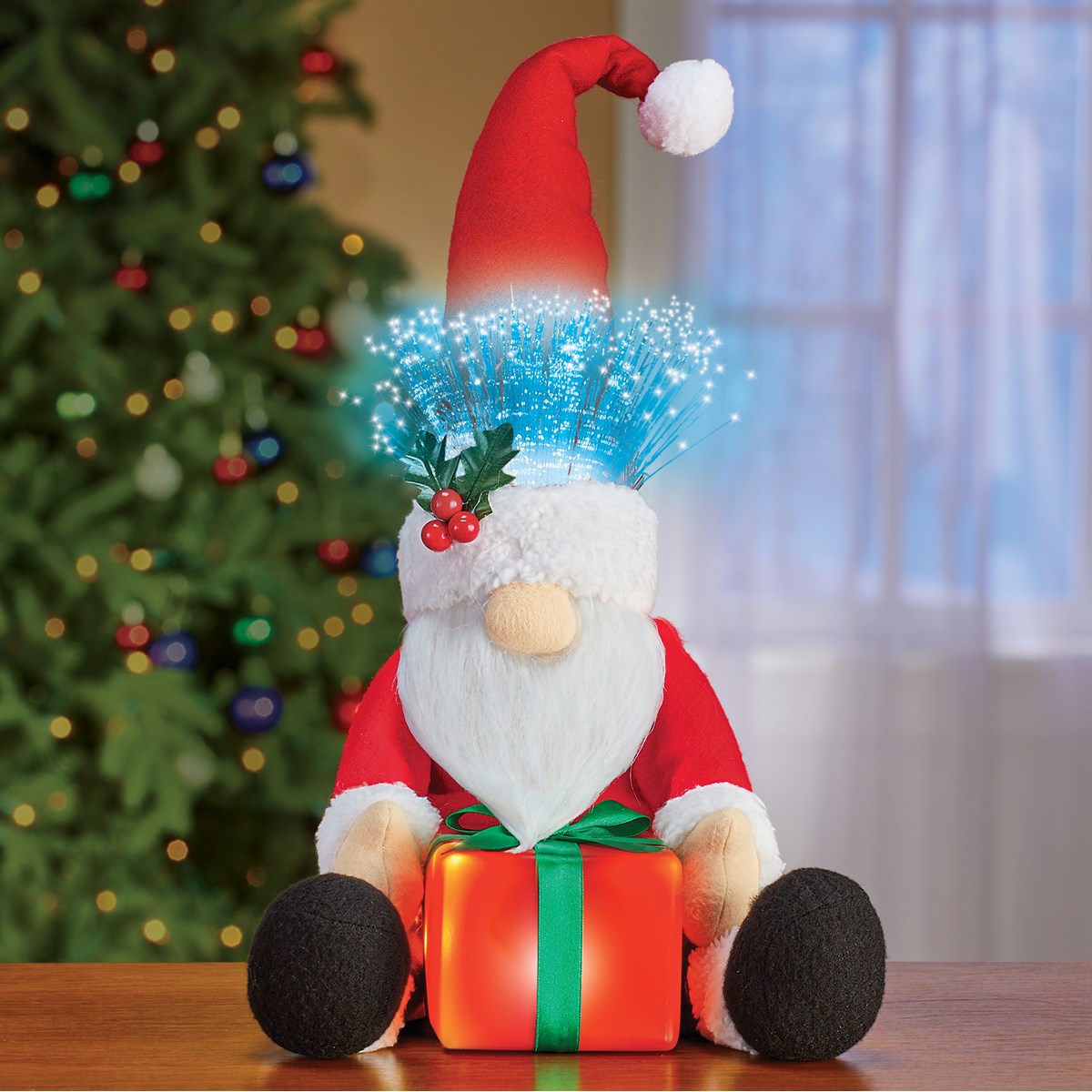 Fiber Optic Santa Claus Gnome Sitter | Collections Etc.