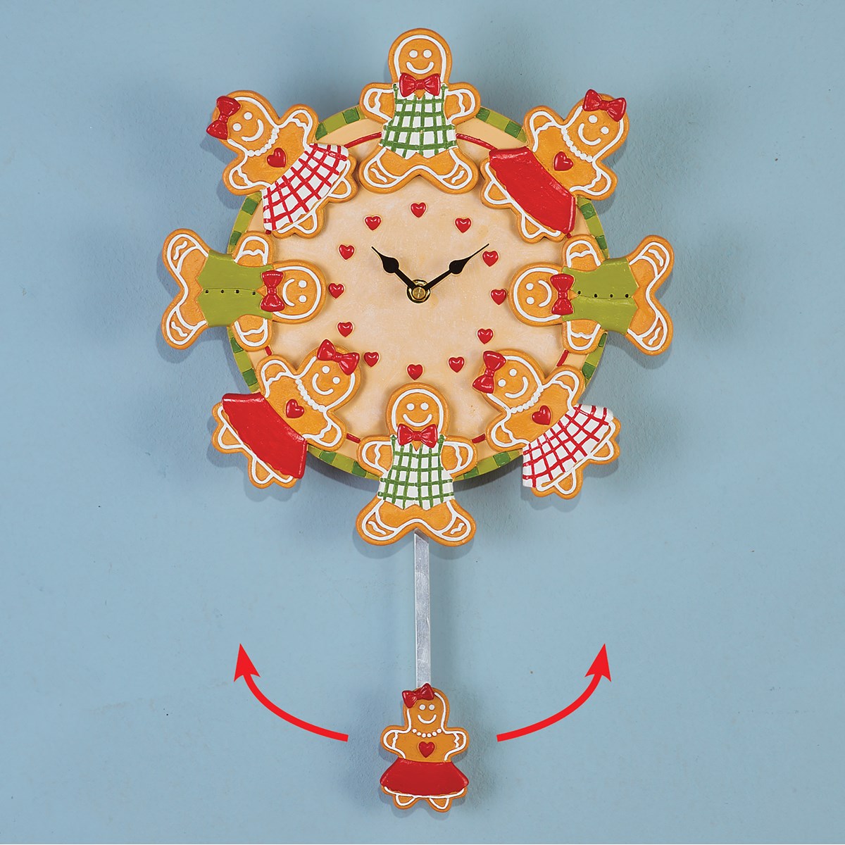 Hand-Painted Gingerbread People Pendulum Wall Clock | Collections Etc.