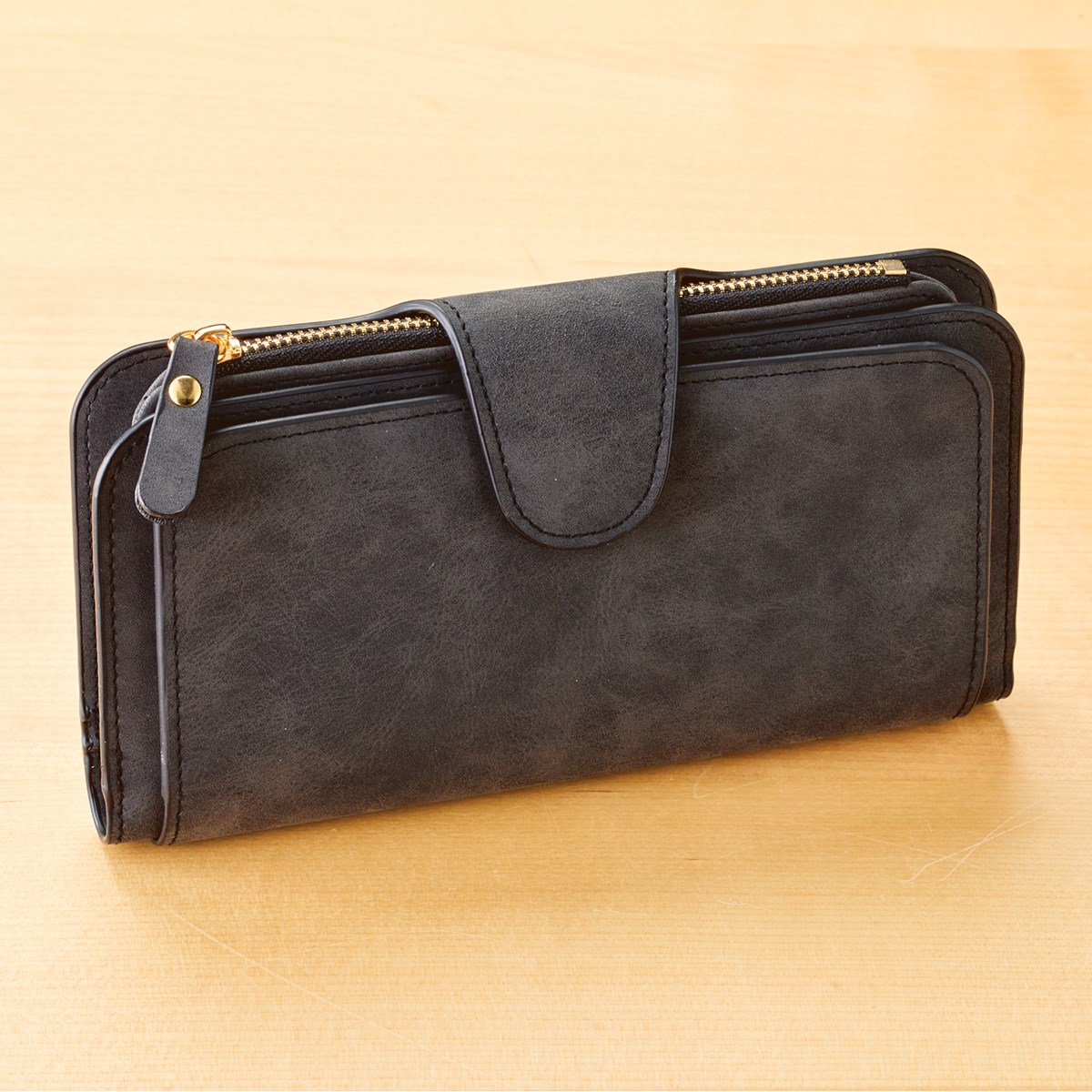 Button Clasp RFID Wallet with 16 Card Holders | Collections Etc.