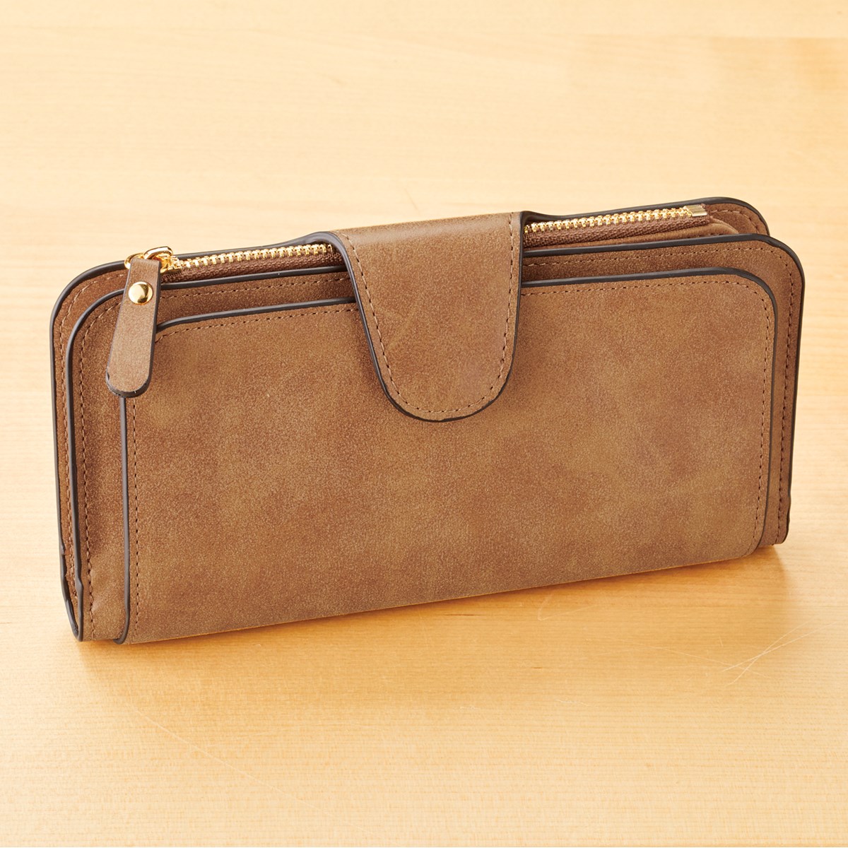 Button Clasp RFID Wallet with 16 Card Holders | Collections Etc.