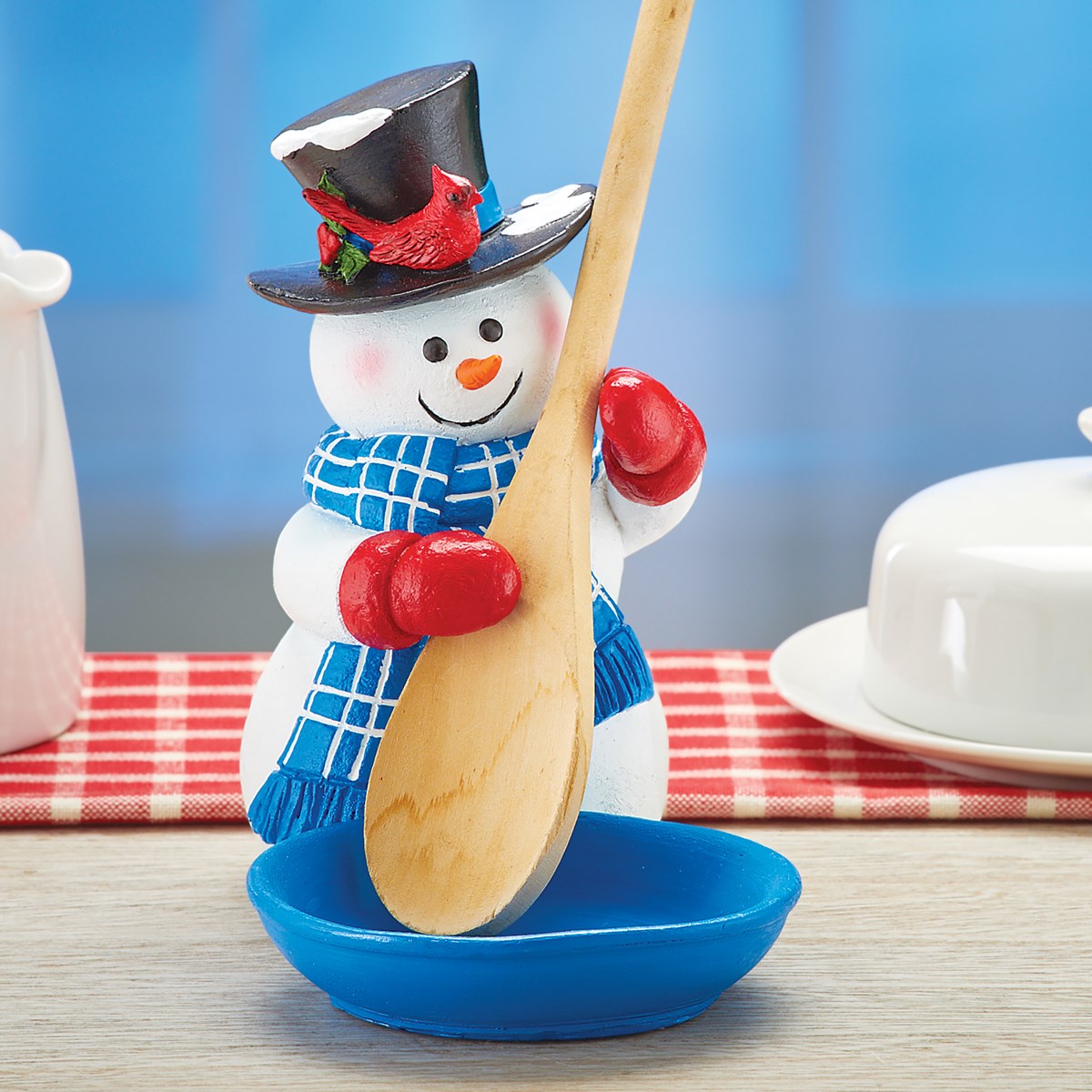 Hand-Painted Holiday Snowman Spoon Rest | Collections Etc.