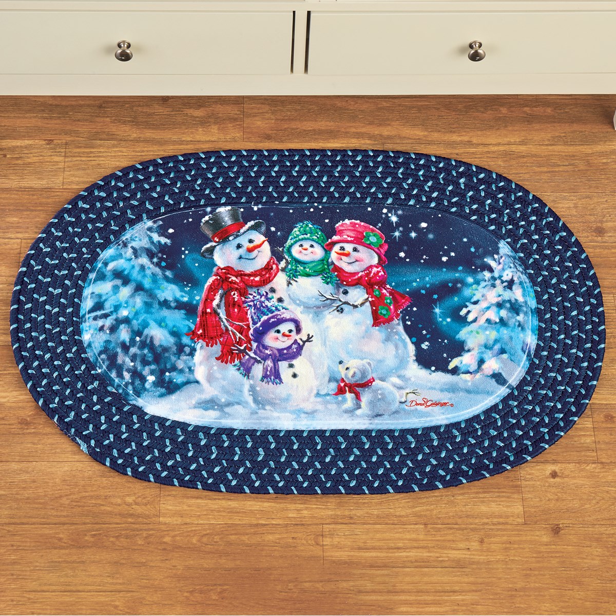 Braided Snowman Family Accent Rug by Dona Gelsinger | Collections Etc.