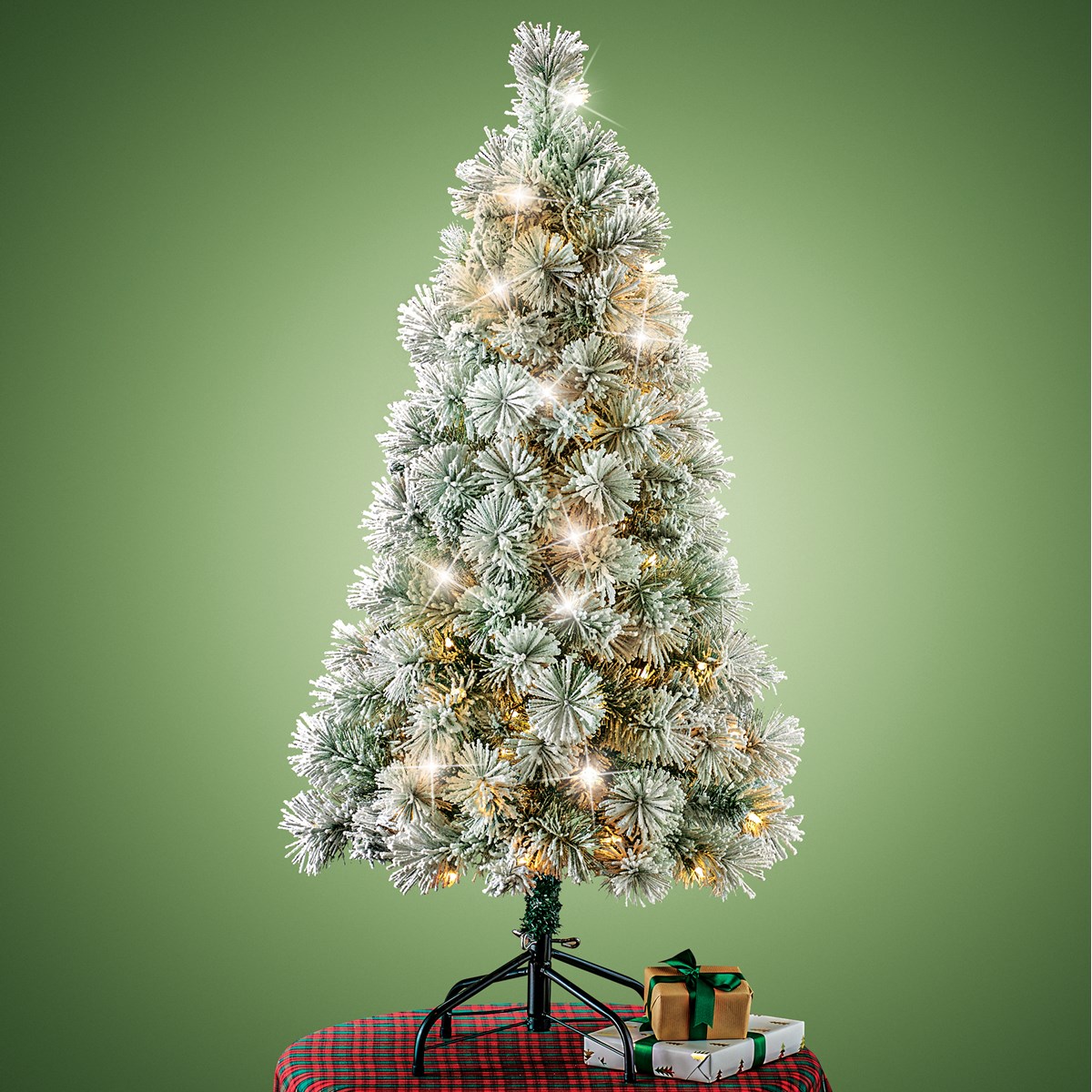 47-Inch LED Lighted Flocked Branches Christmas Tree | Collections Etc.