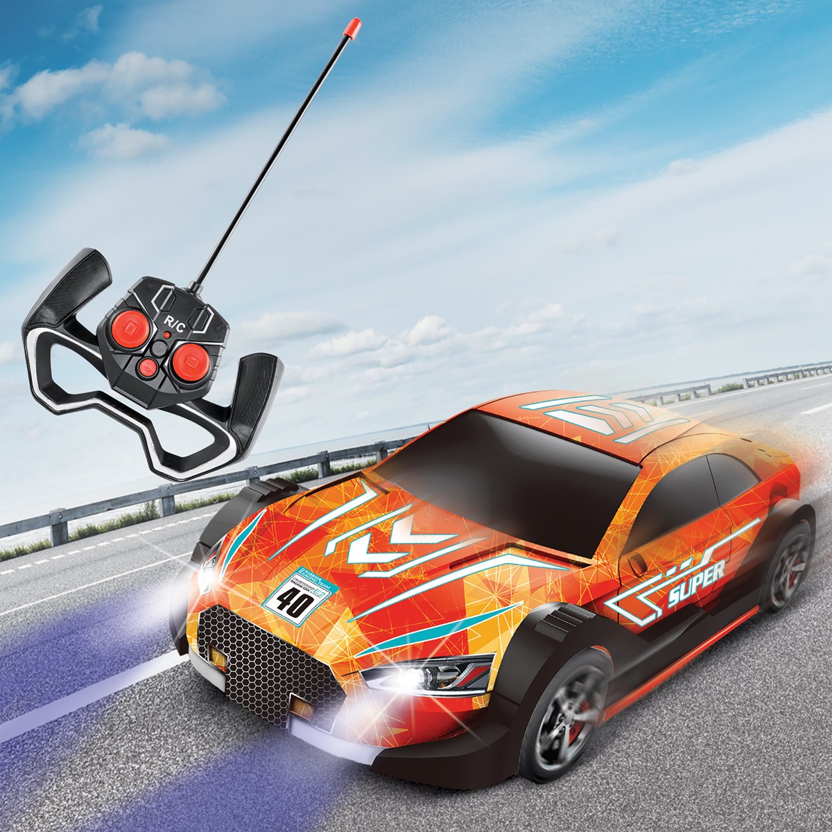 Lighted Color Changing Remote Controlled Musical Toy Car | Collections Etc.