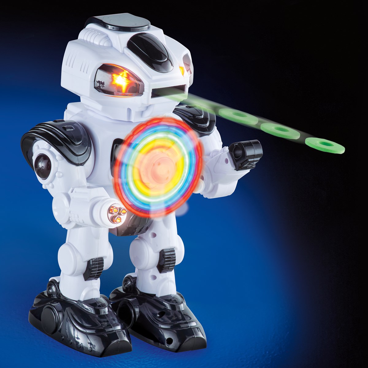 Lighted Toy Robot with Shooting Foam Discs | Collections Etc.