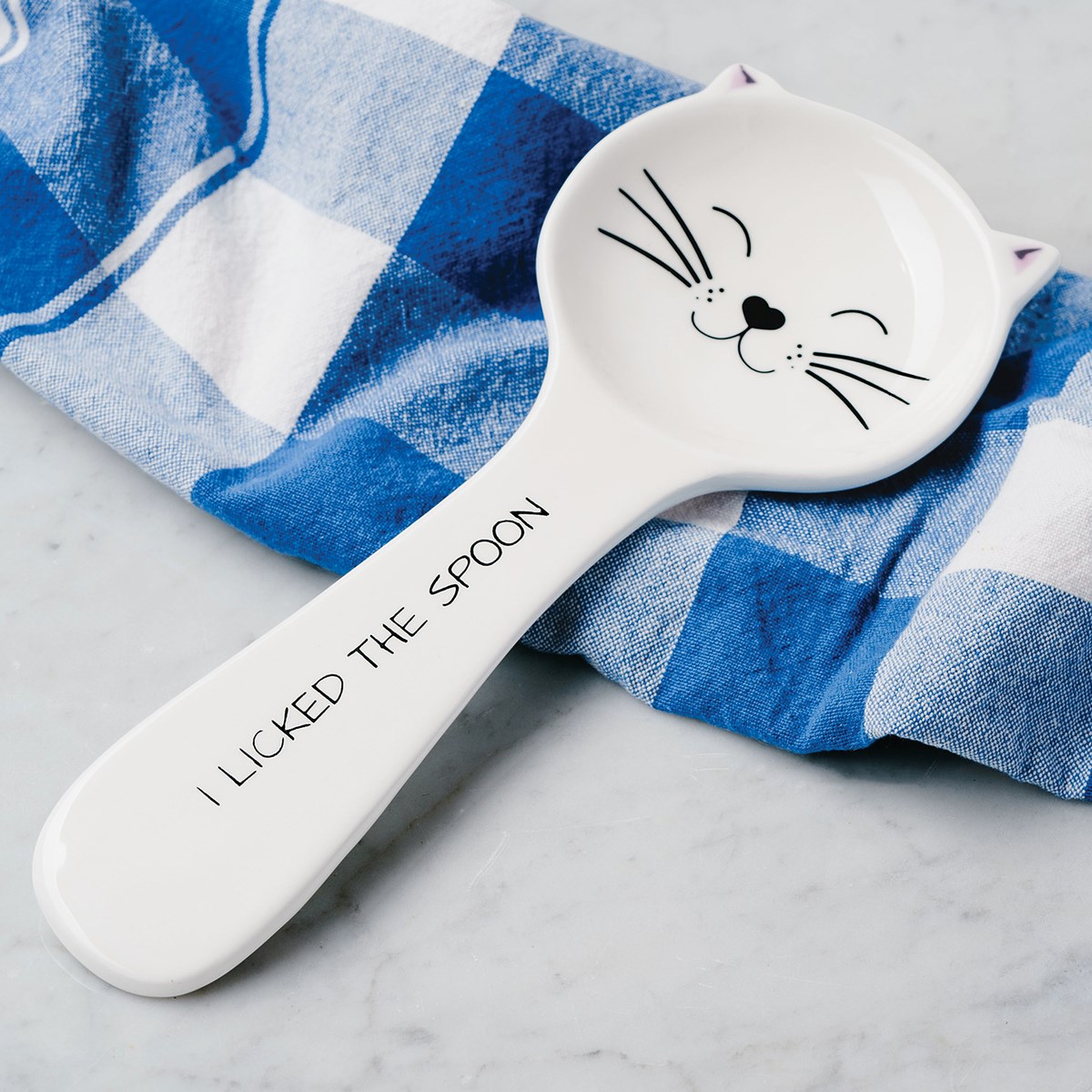 Hand-Painted "I Licked The Spoon" Cat Spoon Rest | Collections Etc.