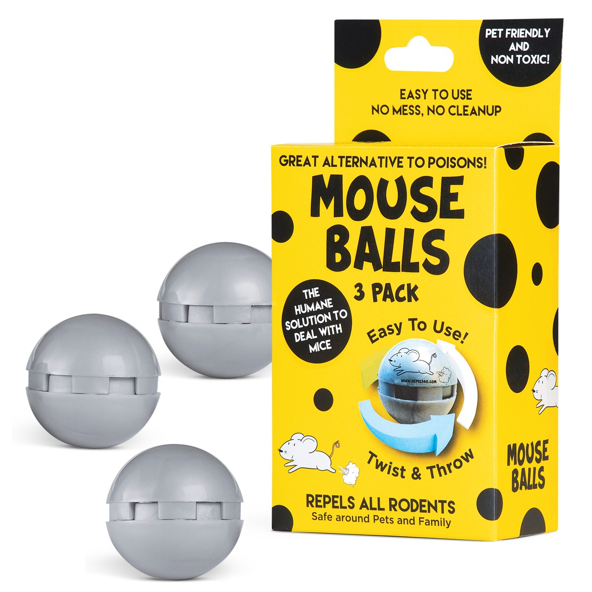 Humane Rodent Repellent Mouse Balls 3-Pack | Collections Etc.