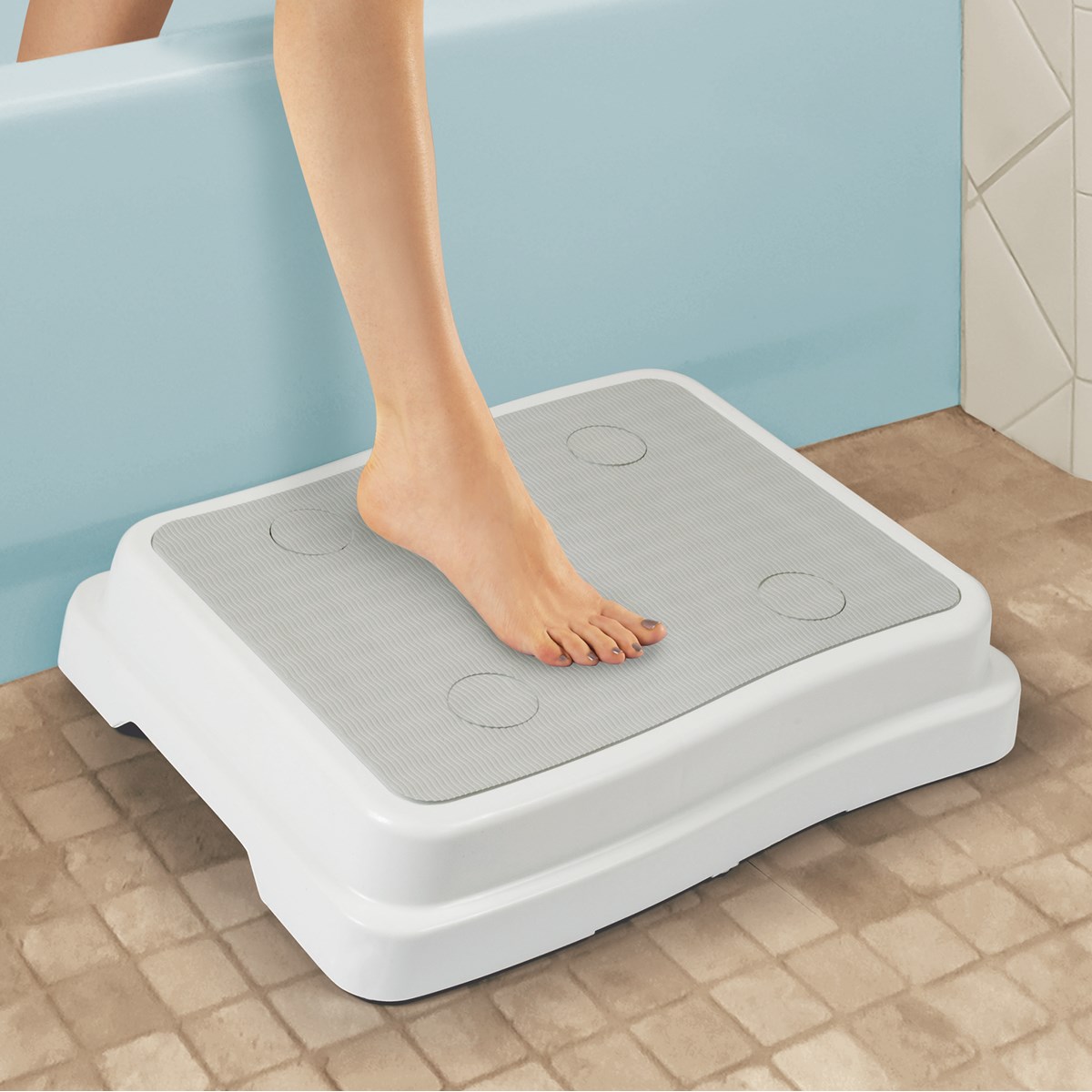 Stackable 4-Inch Bathroom Safety Step with Rubber Top | Collections Etc.