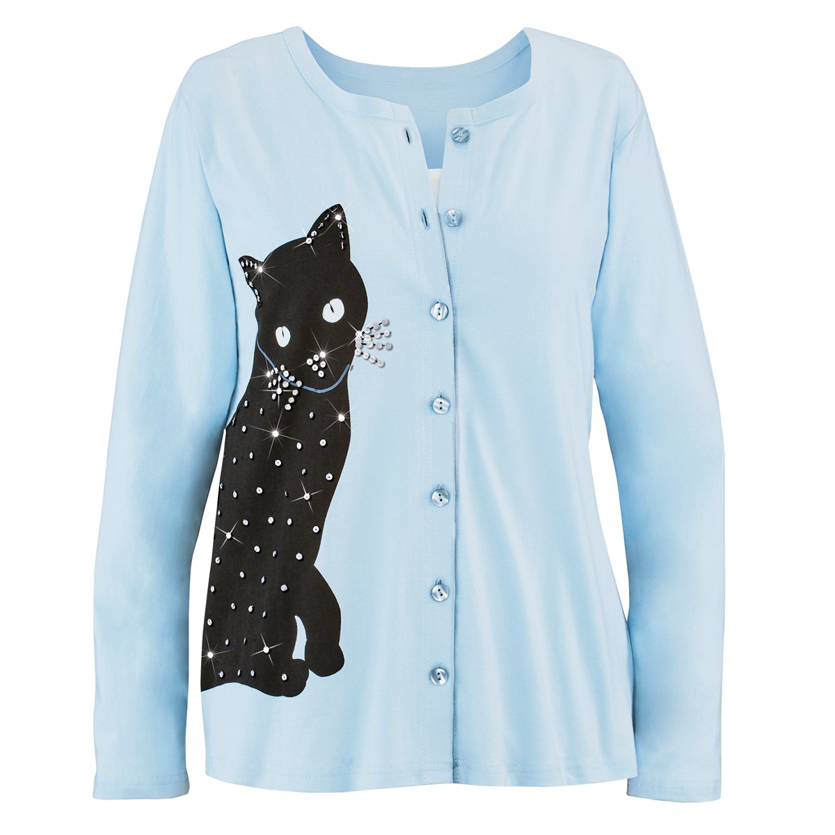 Versatile Sequin Accented Long Sleeve Cat Cardigan | Collections Etc.