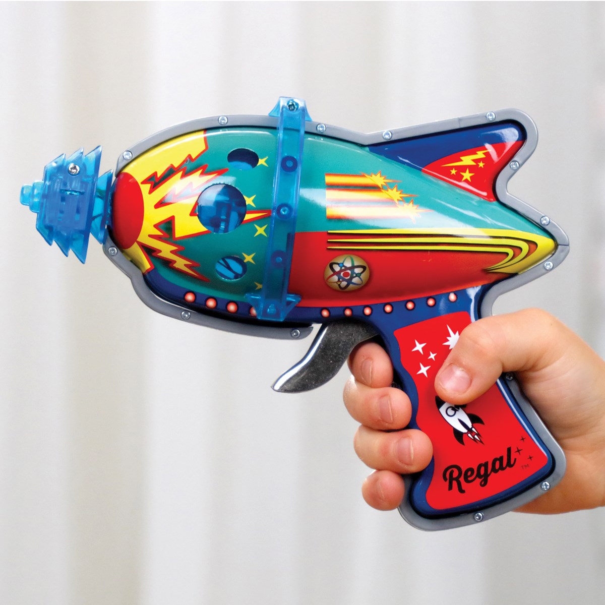 LED Lighted Retro Space Toy Blaster with Sparks | Collections Etc.