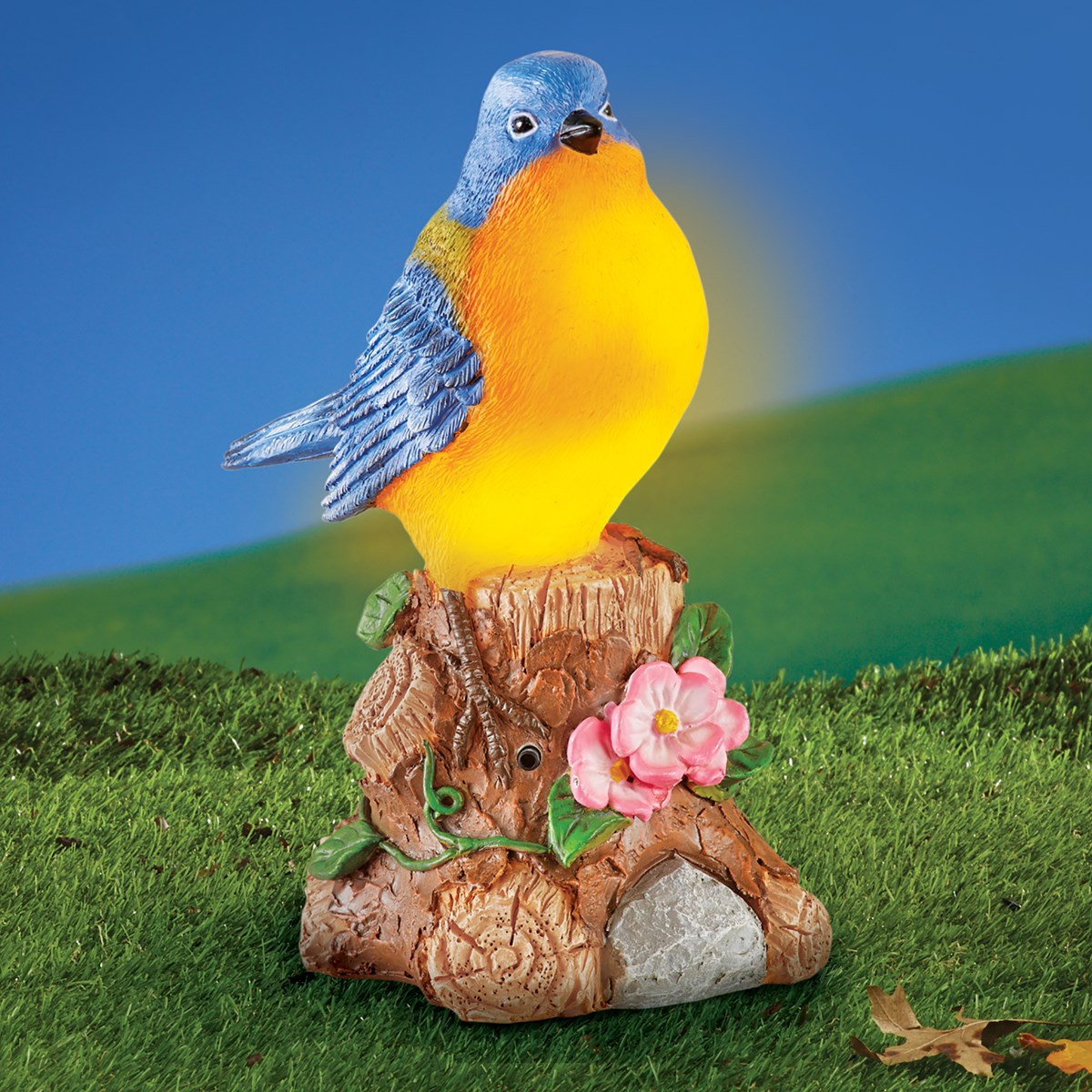 Hand-Painted Motion Activated Bluebird Garden Statue | Collections Etc.
