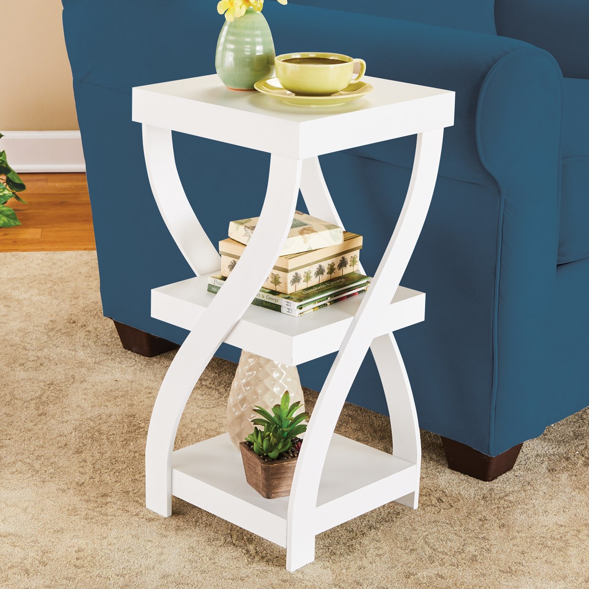 3-Tier Decorative Twisted Wood Accent Side Table | Collections Etc.