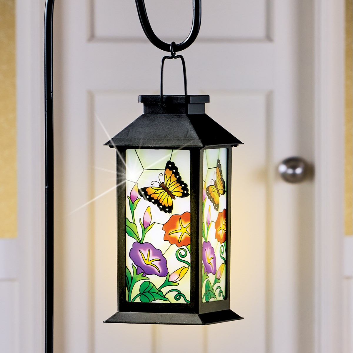 Solar Morning Glories Stained Glass Styling Lantern | Collections Etc.
