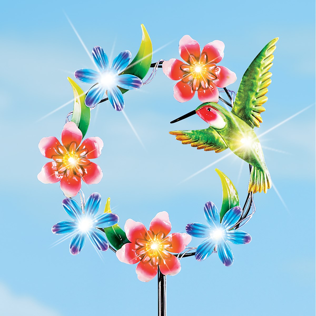 Hummingbirds and Flowers Solar Light Garden Stake | Collections Etc.