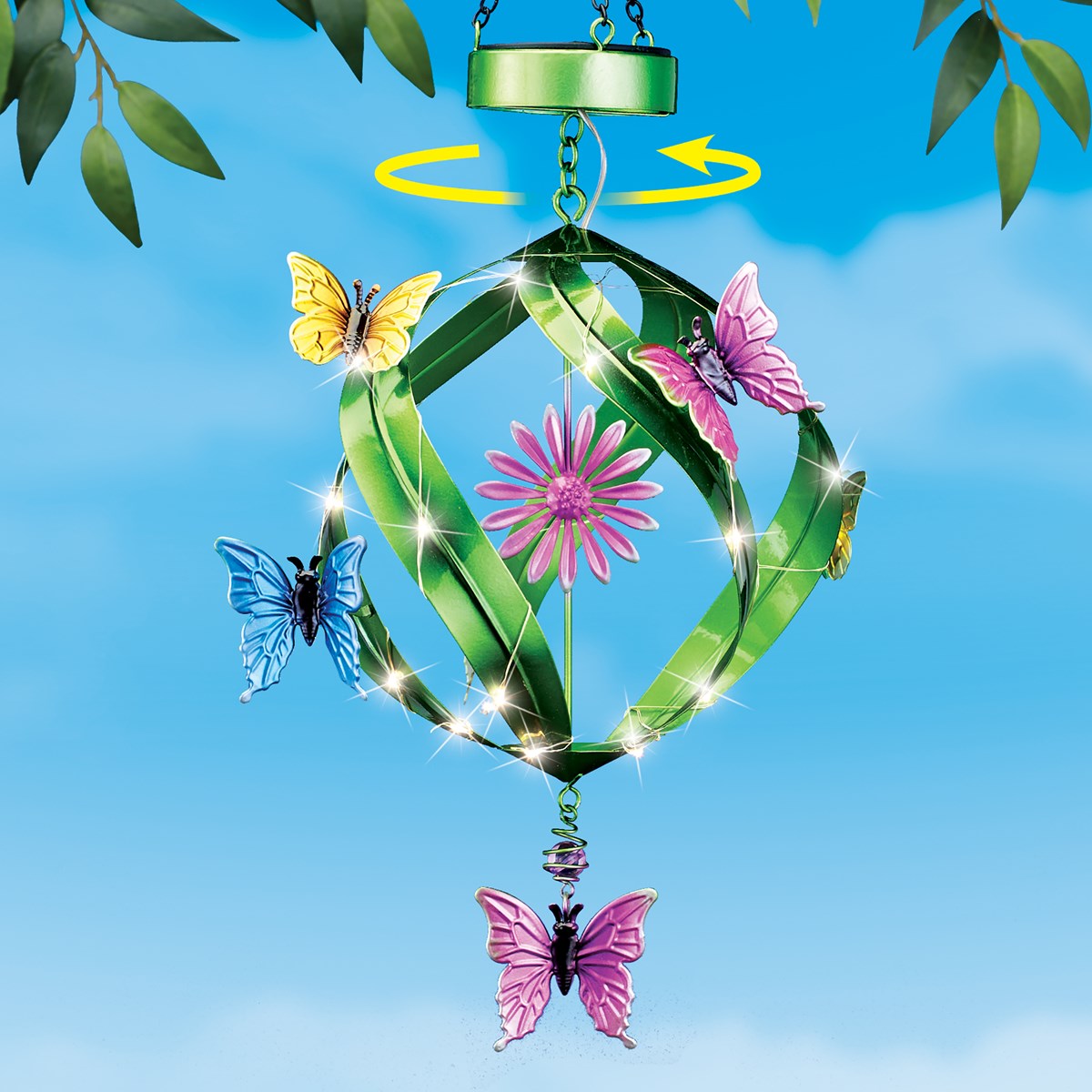 Solar Butterfly Garden Wind Spinner Mobile Dangler | Collections Etc.