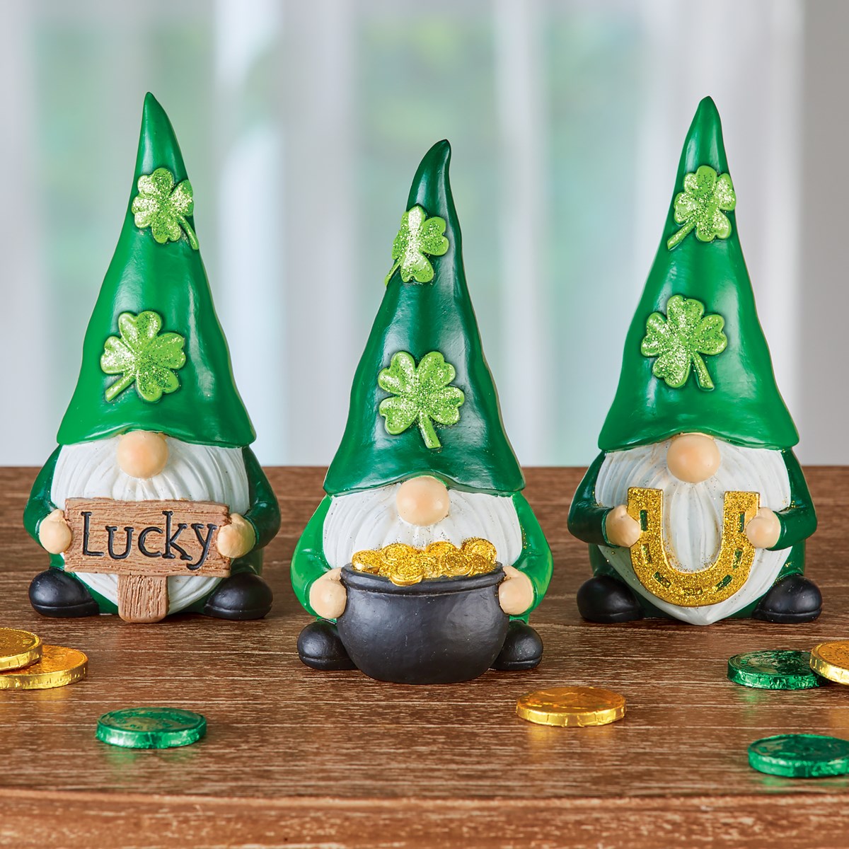 Hand-Painted Tabletop Irish Gnome Statues - Set of 3 | Collections Etc.