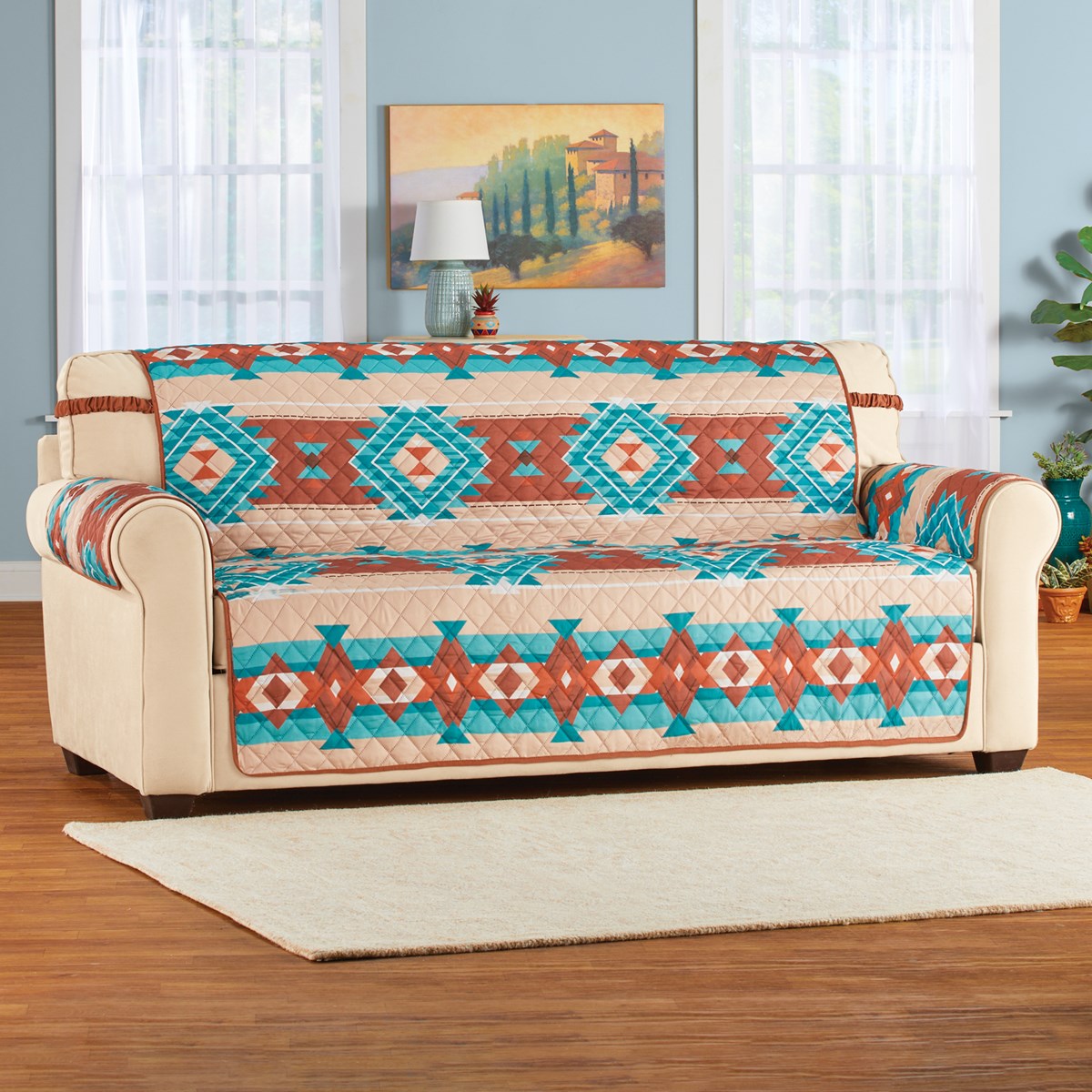 Reversible Southwest Aztec Furniture Protector Cover | Collections Etc.