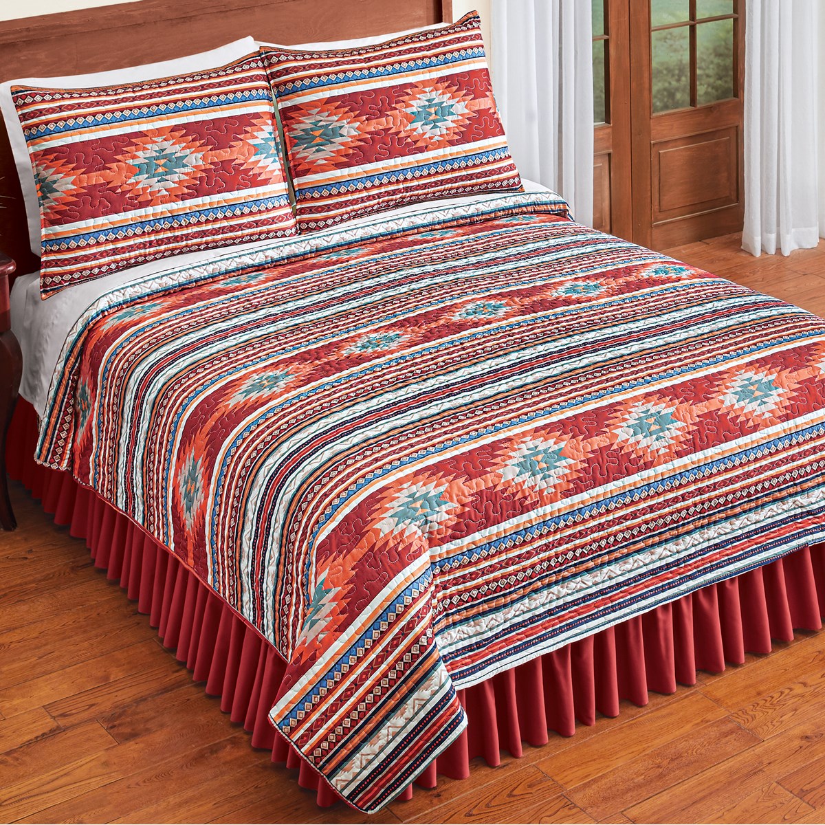 Reversible Southwest Design Polyester and Cotton Quilt | Collections Etc.