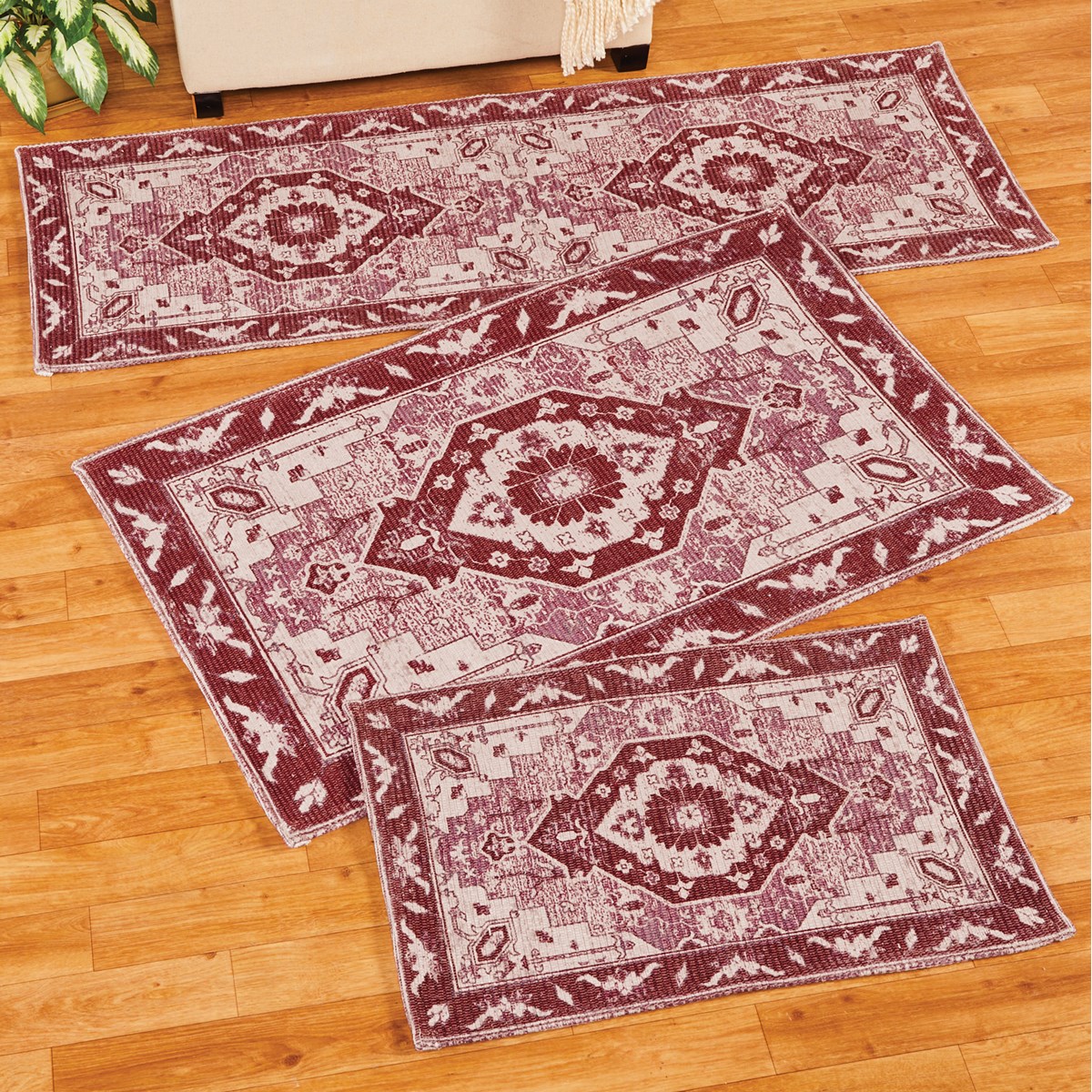 Medallion Center Indoor Cotton Rectangular Area Rug | Collections Etc.