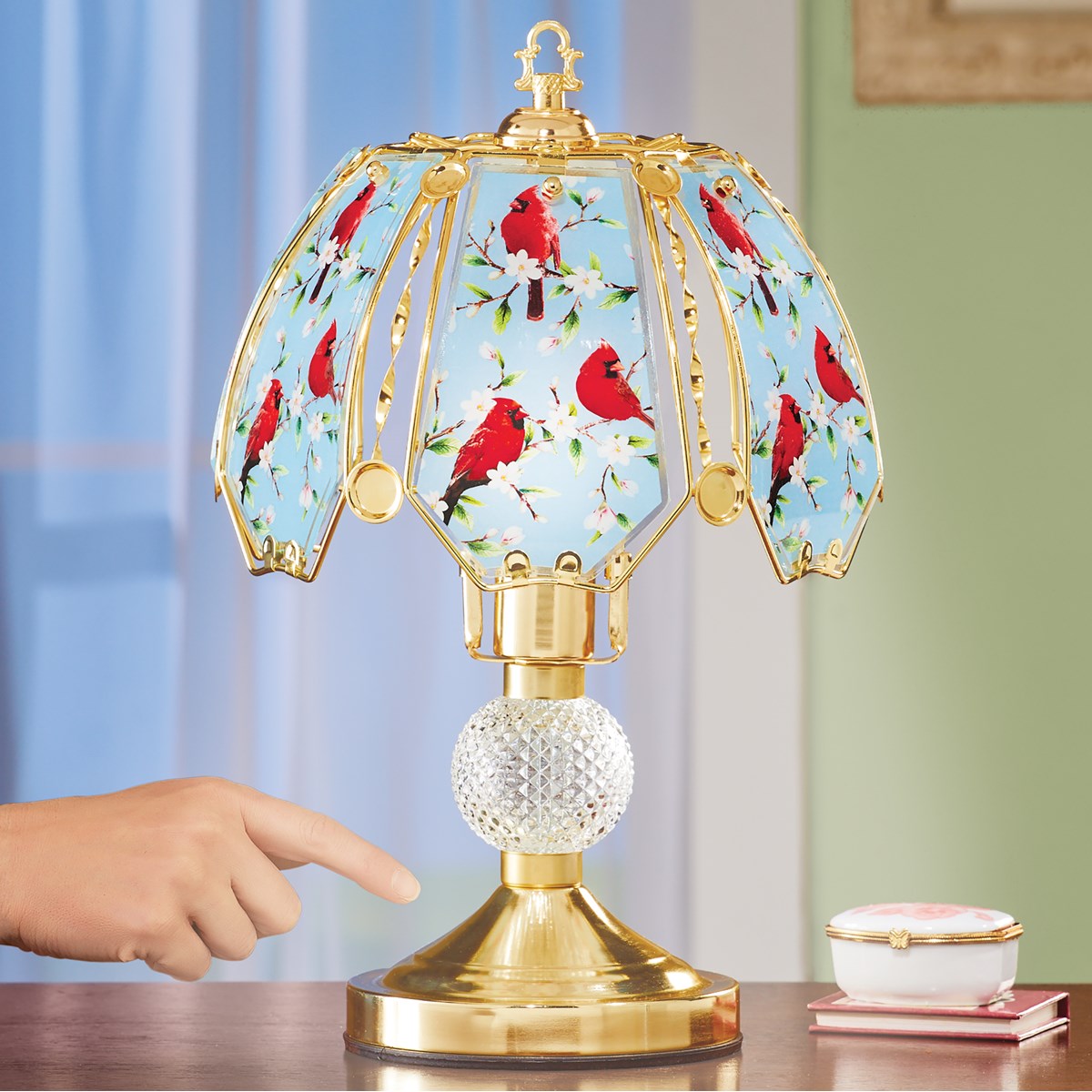 Magnolia Branches and Cardinals Touch-Sensitive Lamp | Collections Etc.