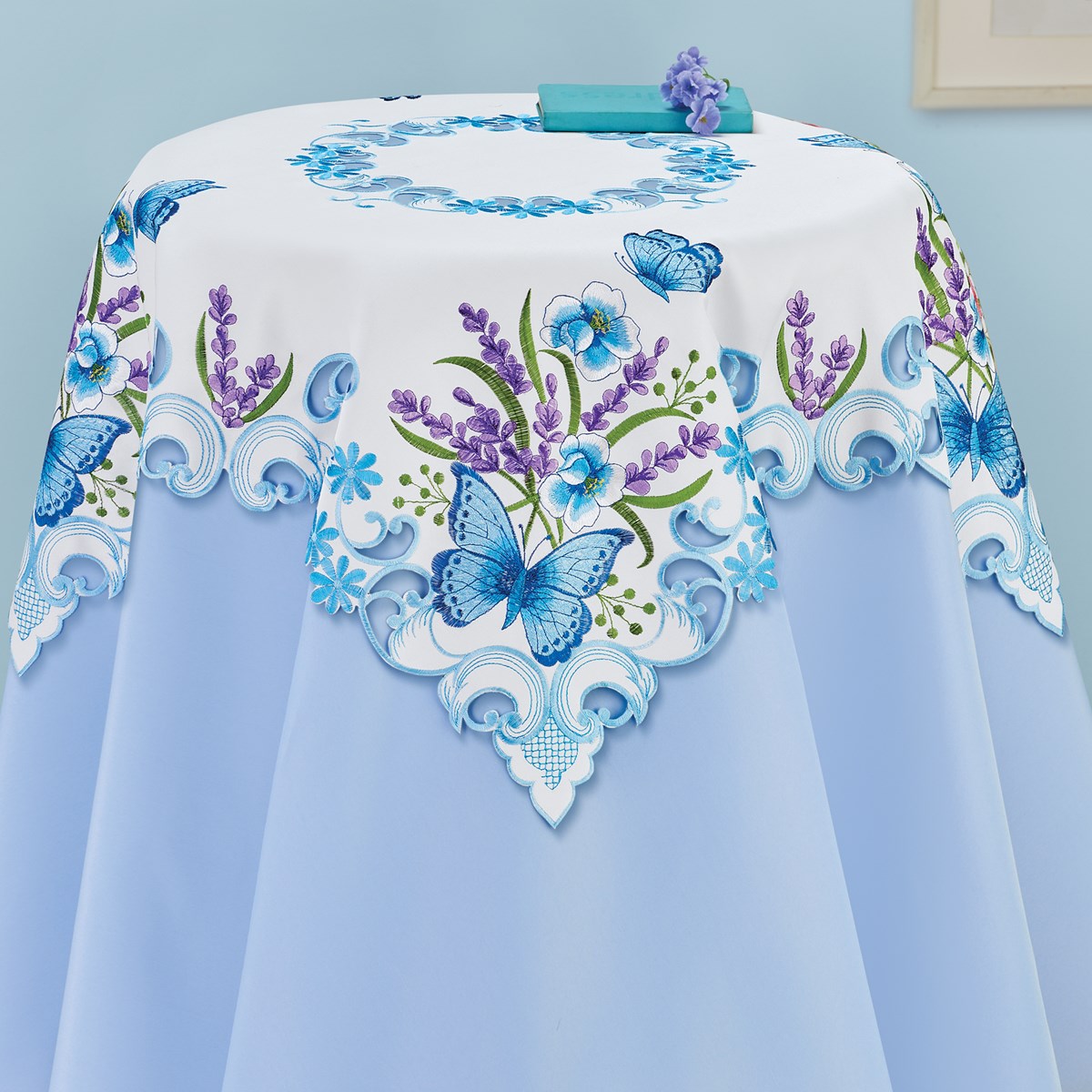 Elegant Embroidered Butterfly Flower Table Linens | Collections Etc.