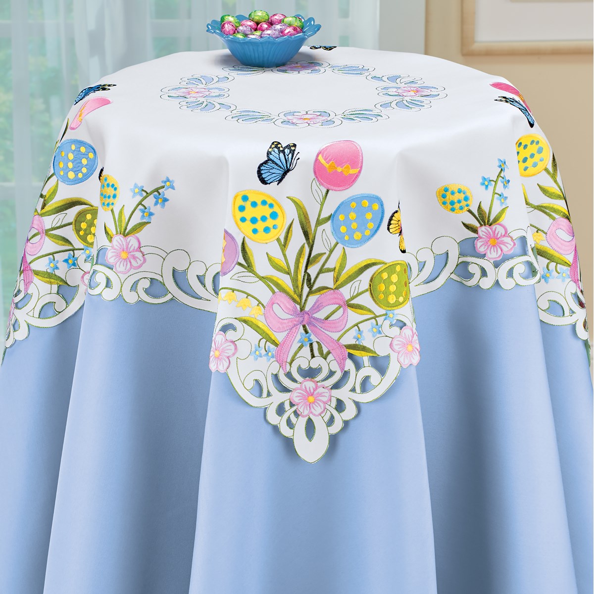 Spring Easter Eggs Floral Bouquet Table Linens | Collections Etc.