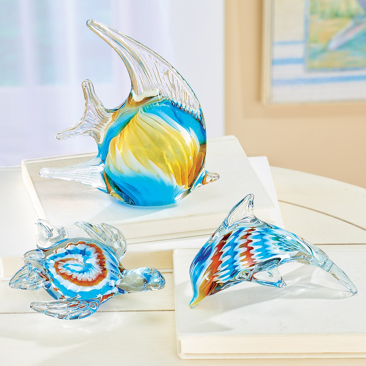 Aquatic Sea Animals Glass Tabletop Figurines | Collections Etc.