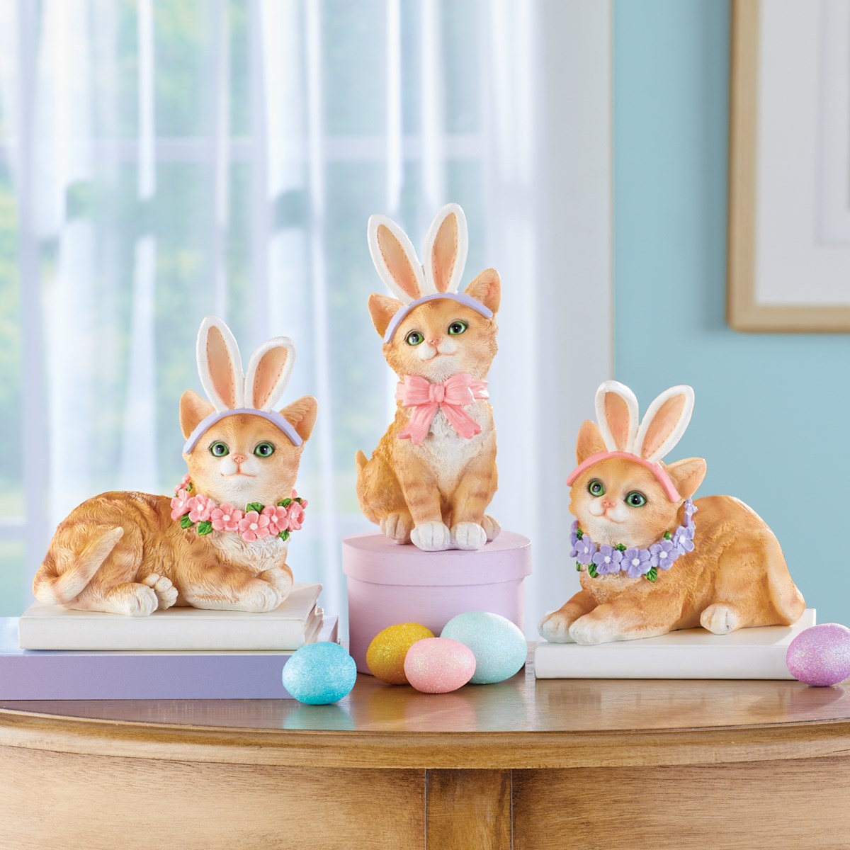 Tabletop Cat Easter Sitter Figurines - Set of 3 | Collections Etc.