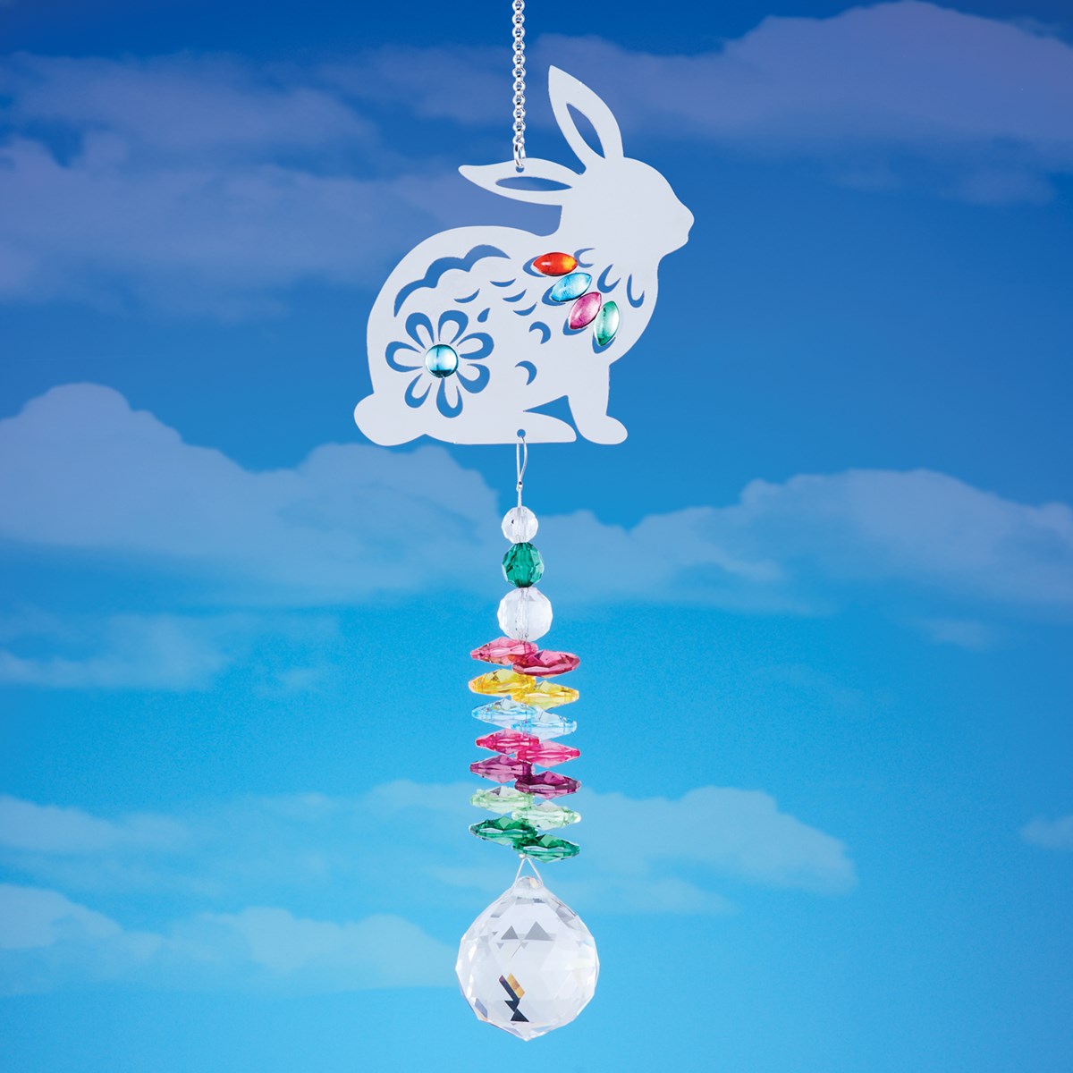 Easter Bunny and Colorful Acrylic Crystals Suncatcher | Collections Etc.