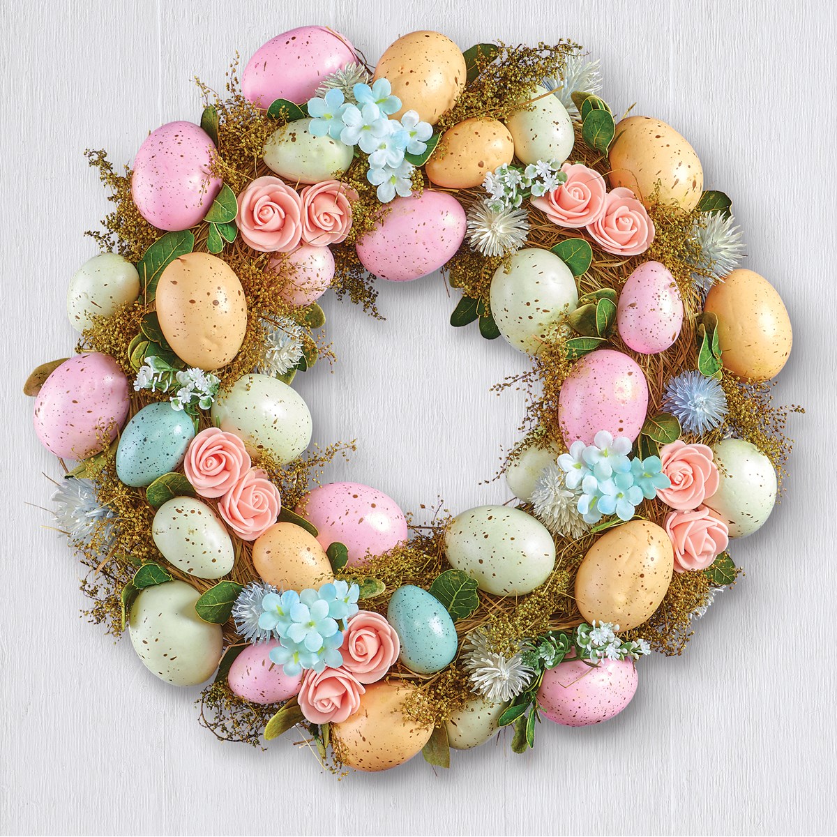 Pastel Eggs and Floral Easter Hanging Wreath | Collections Etc.