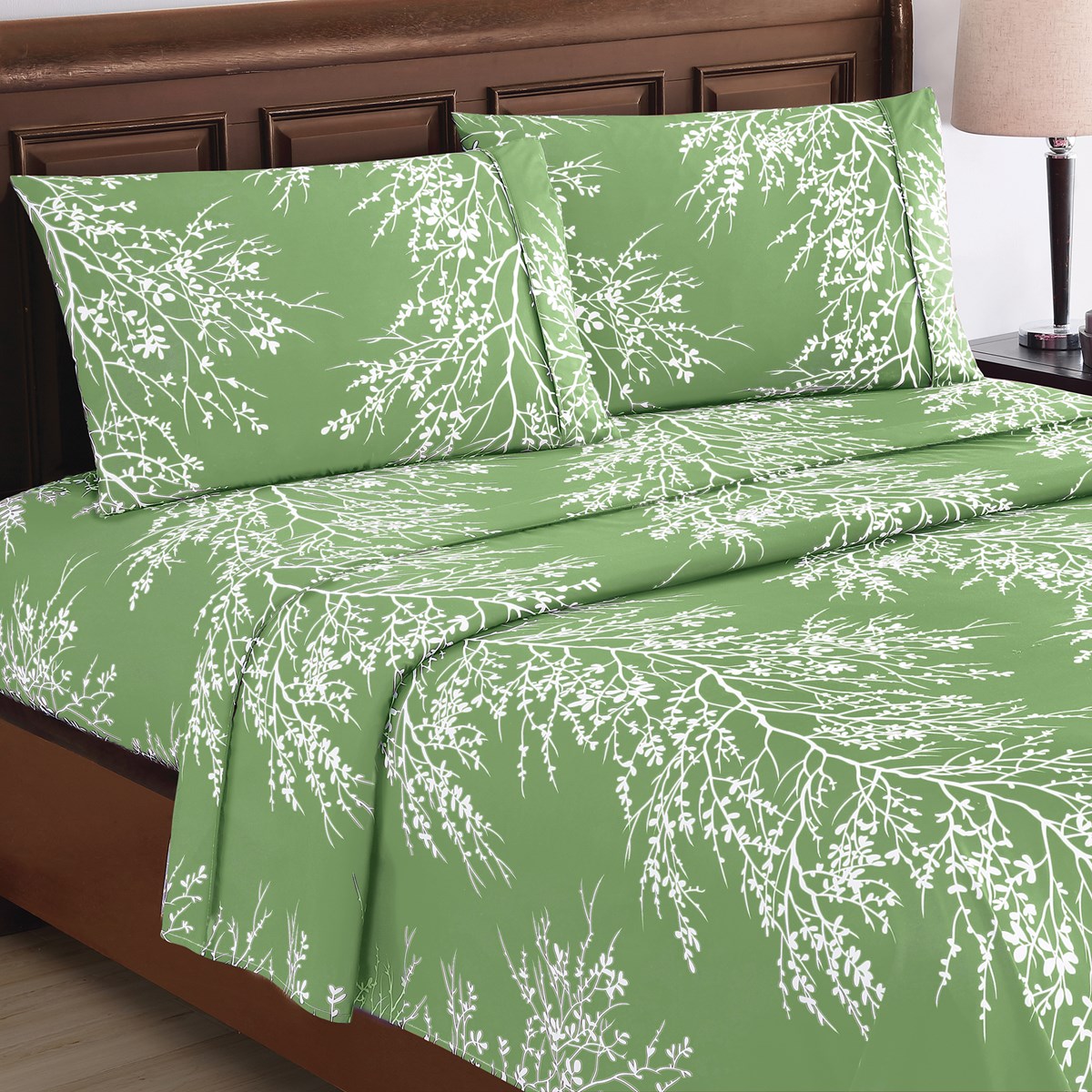 4-Piece Foliage Bed Sheets and Pillowcases Set | Collections Etc.